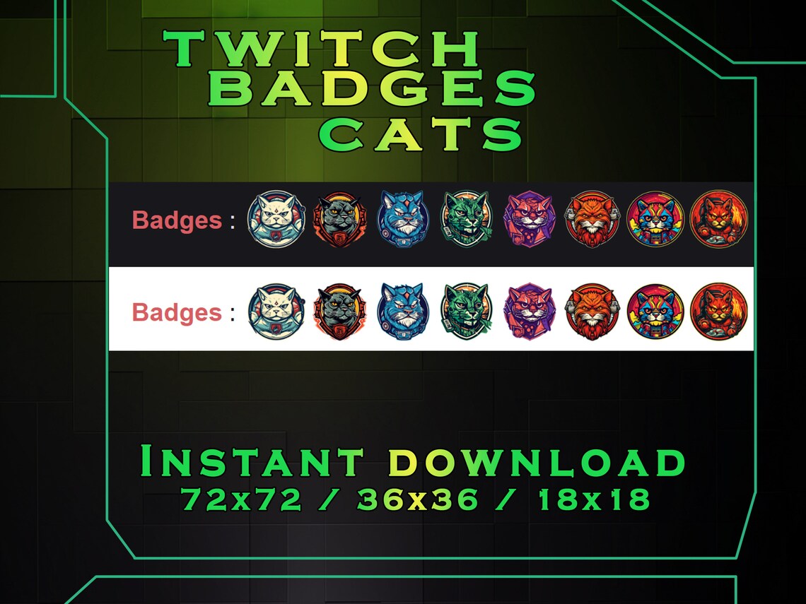 Cats Sub Badges for Twitch Youtube, Discord | Stream Badges | Twitch ...
