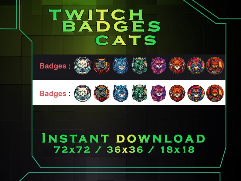Cats Sub Badges for Twitch, Youtube, Discord (digital Download) - Etsy