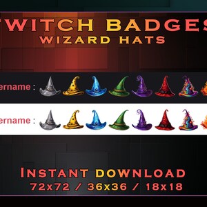 Wizard Hats Sub Badges: Twitch, Youtube, Discord (digital Download) - Etsy