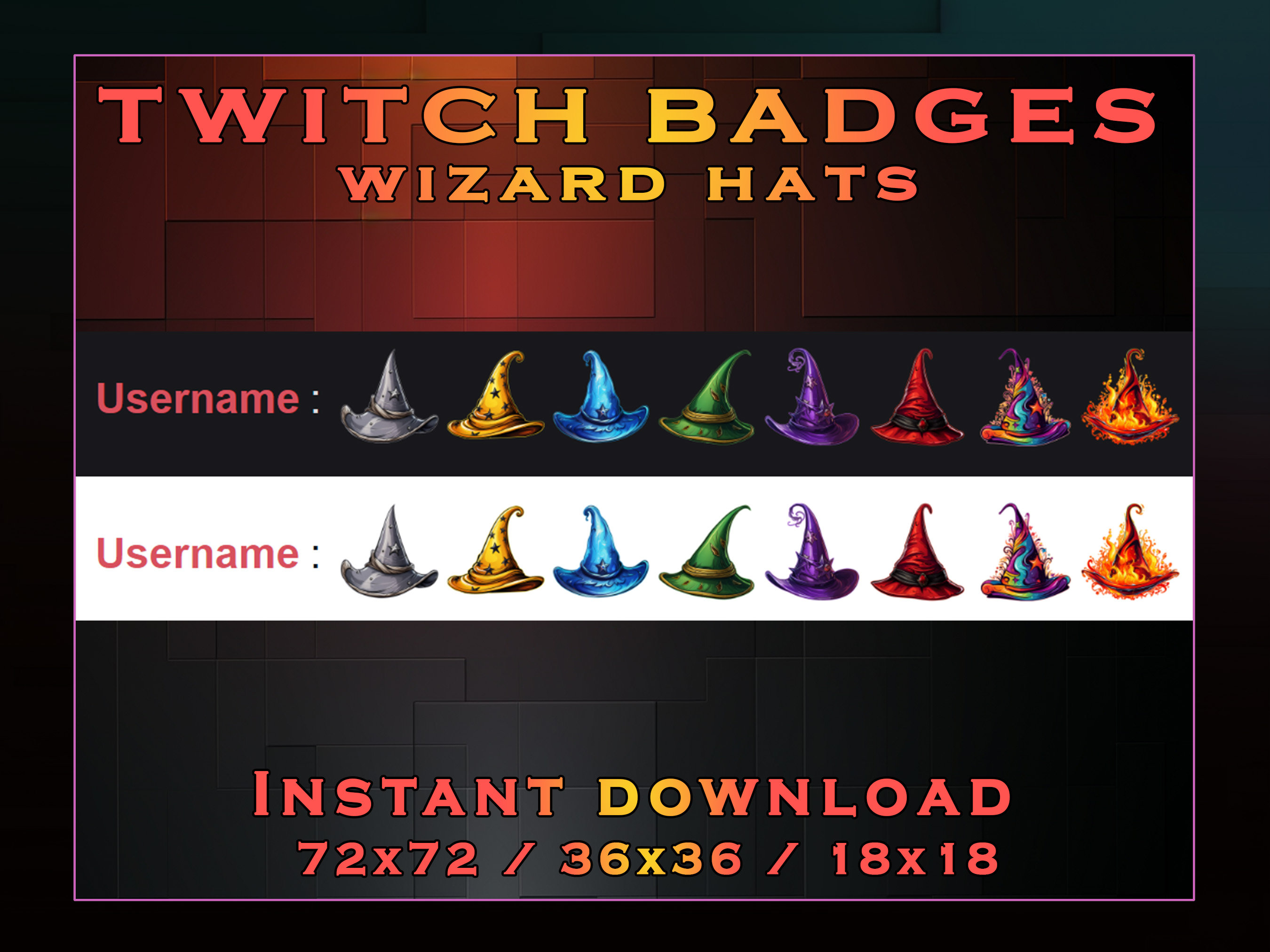 Wizard Hats Sub Badges for Twitch Youtube Discord | Stream Badges ...