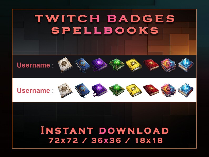 Spellbooks Twitch Badges: Fantasy Subscriber Loyalty Graphics (digital ...