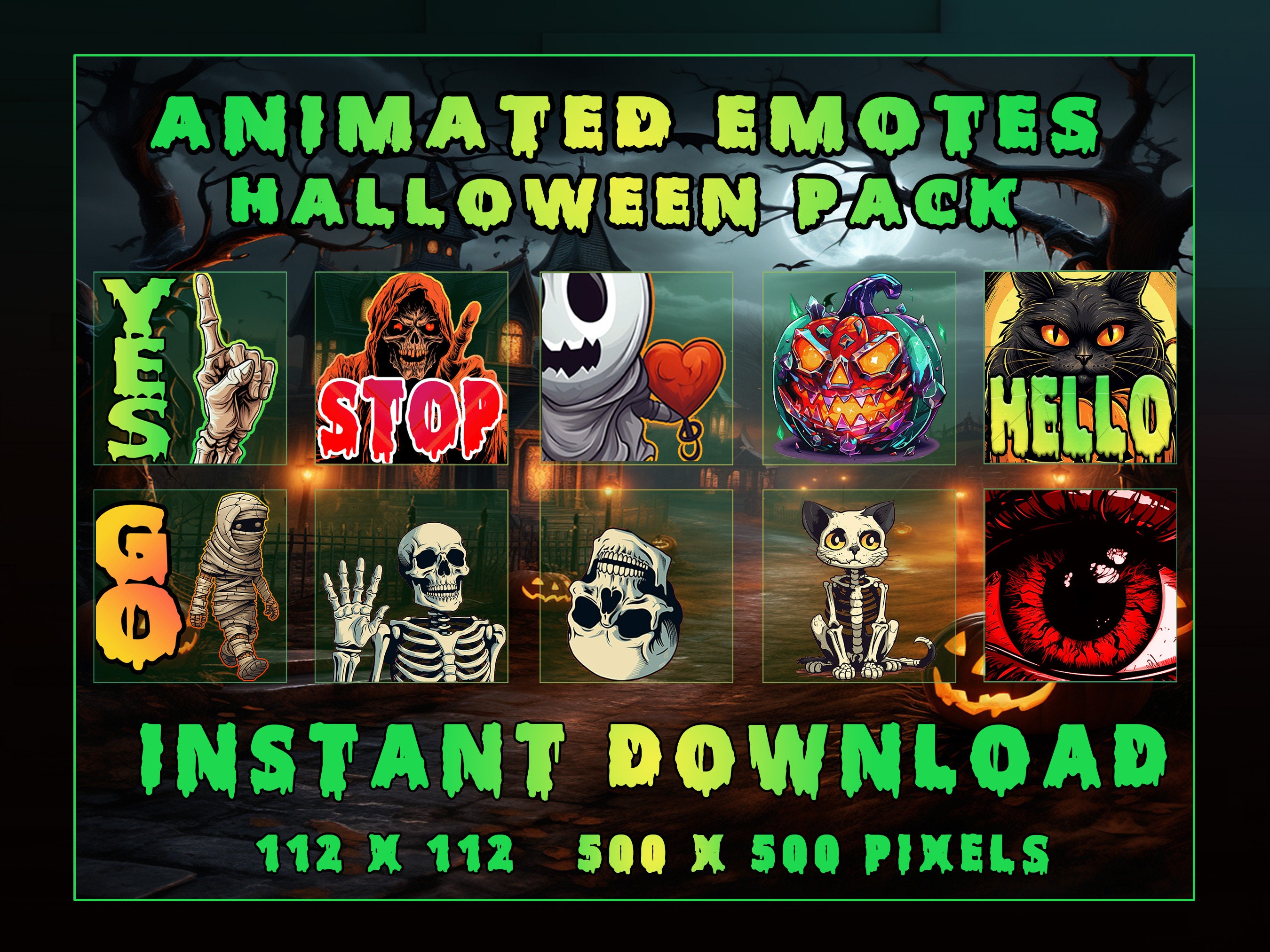 Halloween Animated Emotes Pack: Spooky Streaming Gifs (digital Download ...
