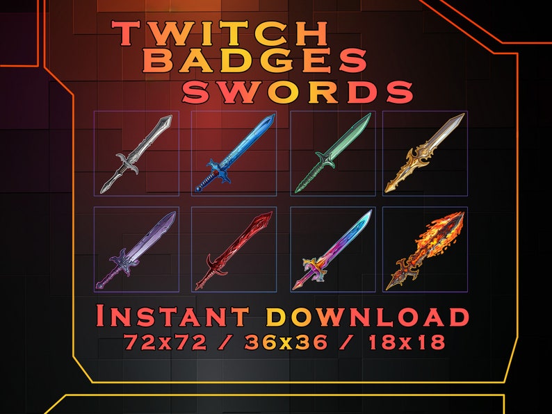 Swords Sub Badges for Twitch, Youtube, Discord (digital Download) - Etsy