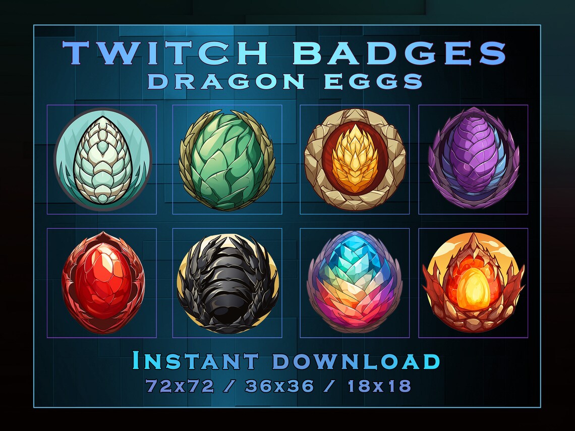 Dragon Eggs Sub Badges, Twitch Fantasy, Twitch Subscribers Badges, Loyalty Twitch Graphics ...
