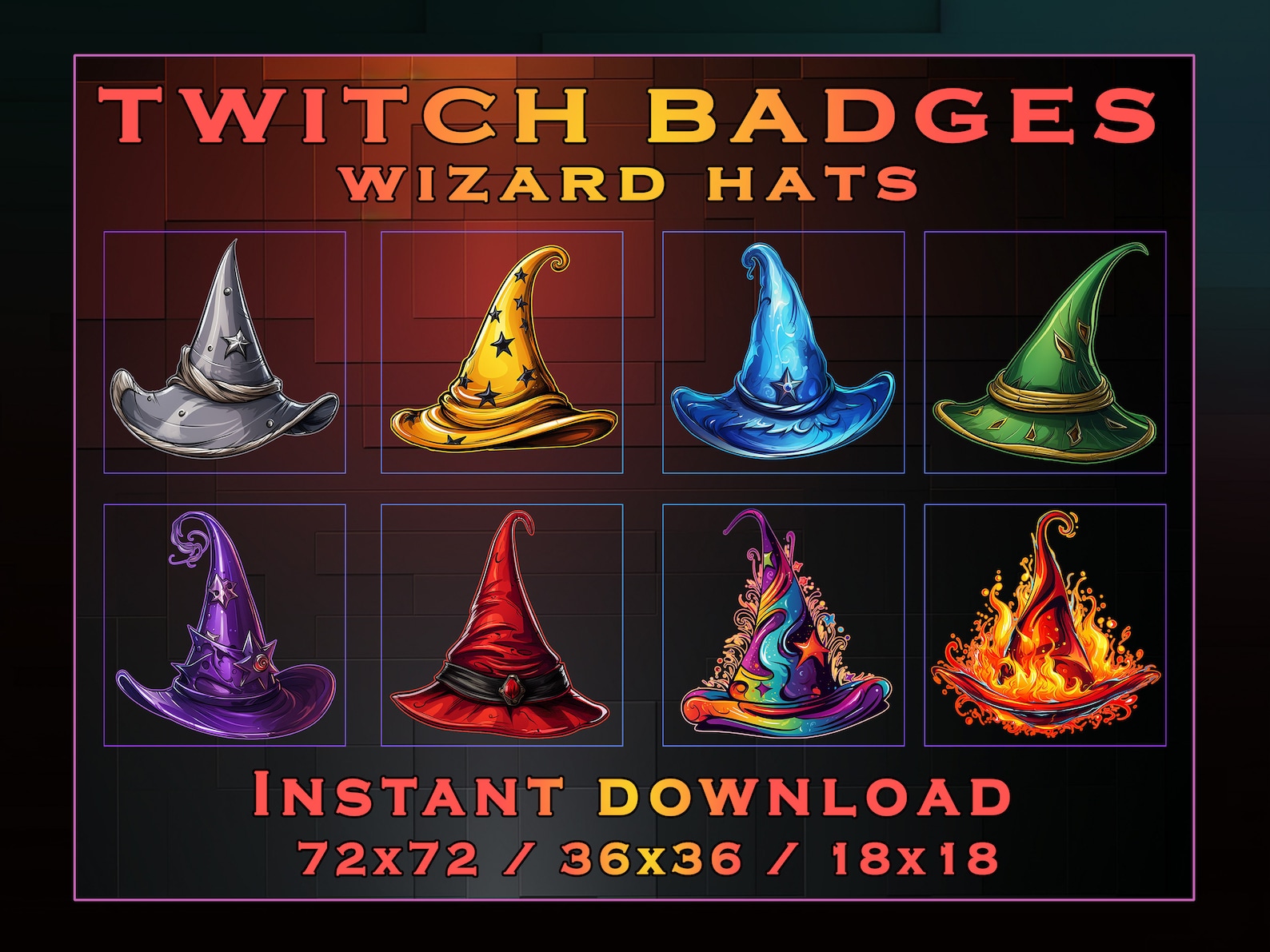Wizard Hats Sub Badges for Twitch Youtube Discord | Stream Badges ...
