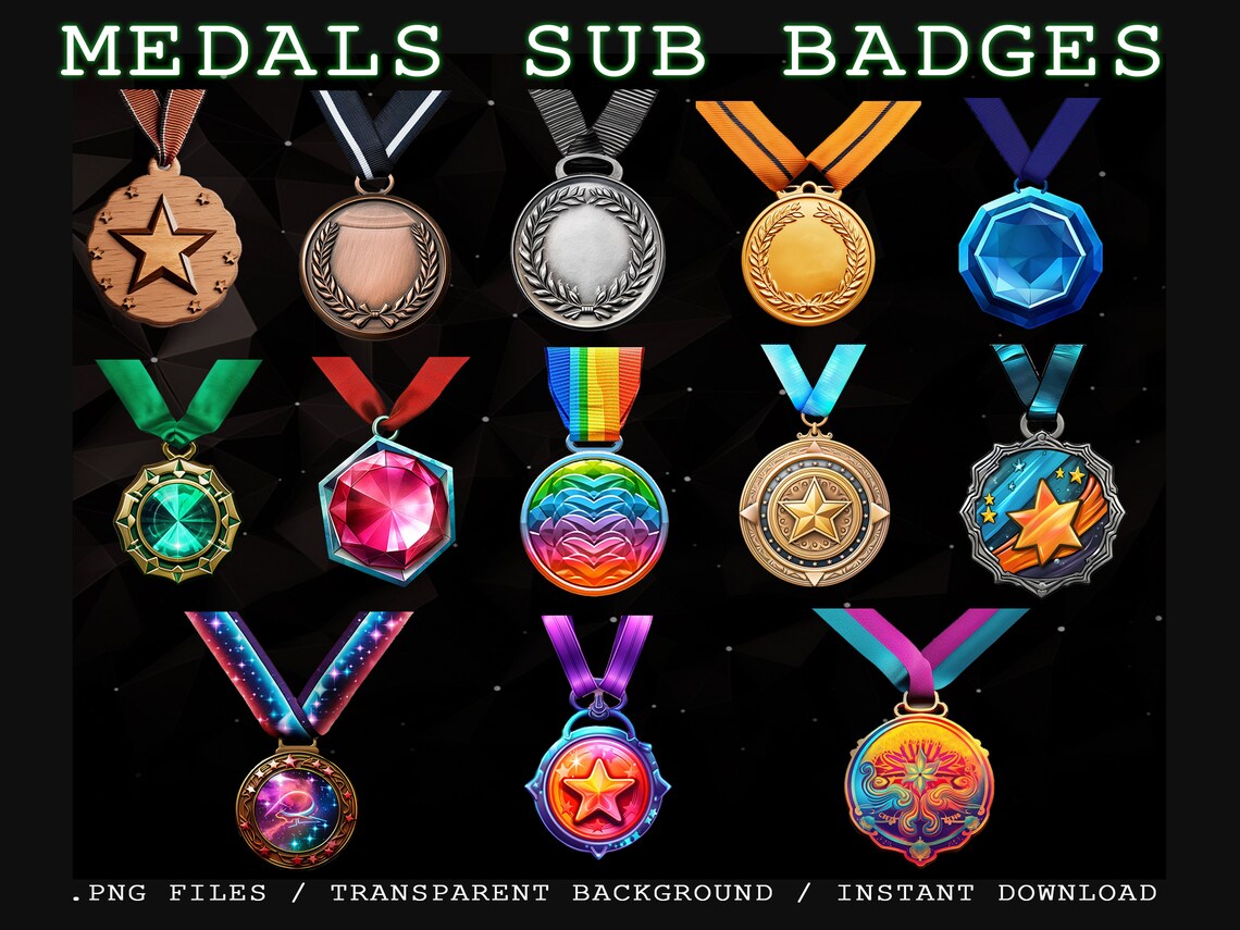 Medals Sub Badges/emotes Twitch Badges, Twitch Subscribers Badges ...