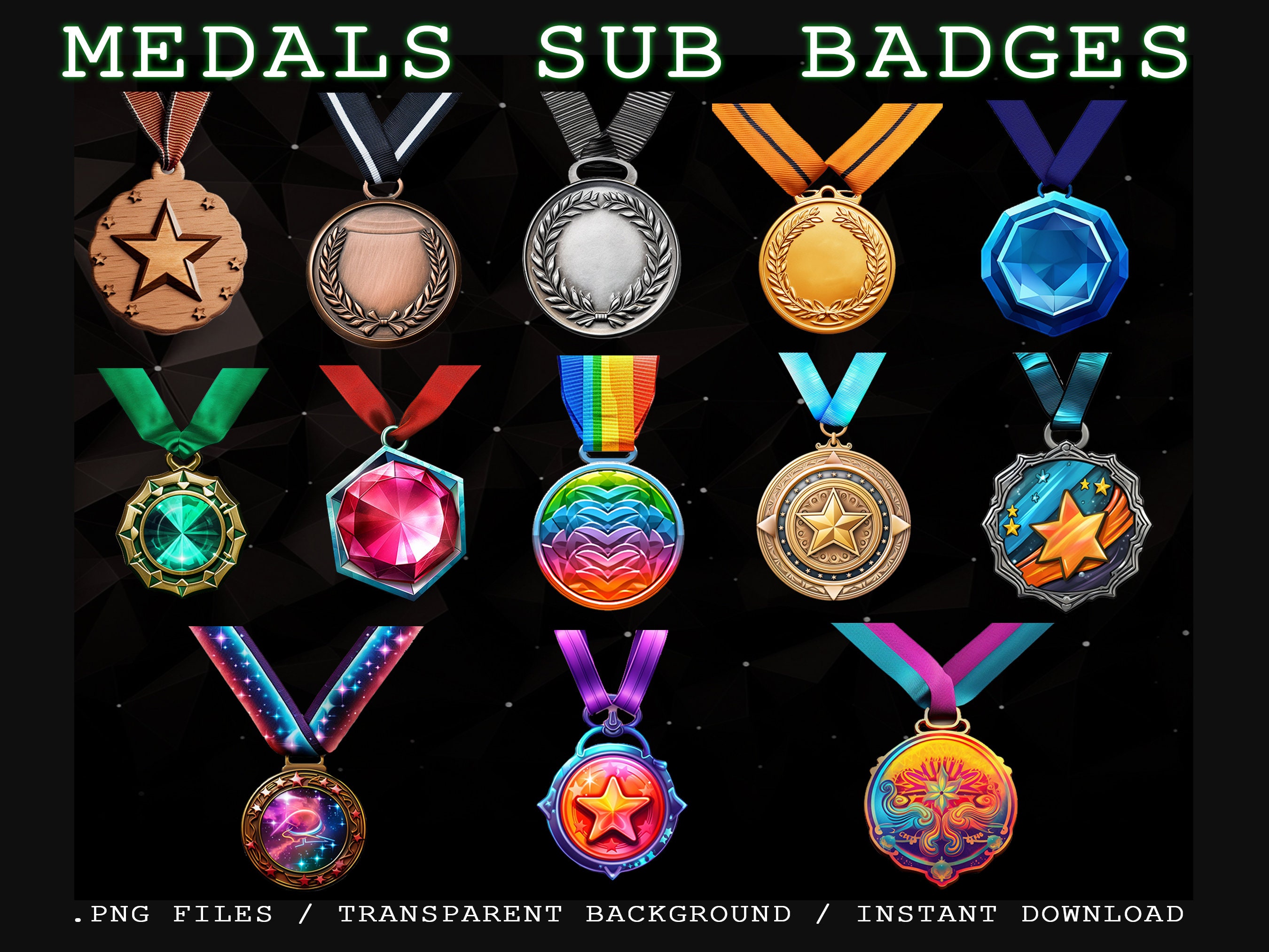 Medals Sub Badges/emotes Twitch Badges, Twitch Subscribers Badges ...
