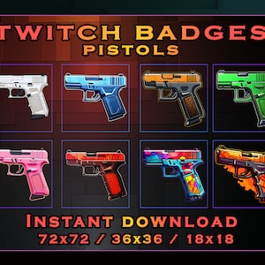 Pistol Sub Badges for Twitch, Youtube, Discord (digital Download) - Etsy