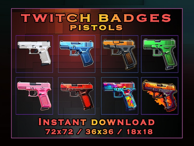 Pistol Sub Badges for Twitch, Youtube, Discord (digital Download) - Etsy
