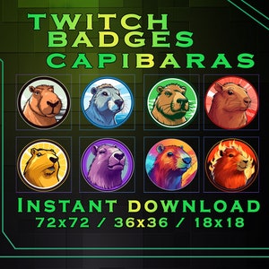 Capybara Sub Badges for Twitch, Youtube, Discord (digital Download) - Etsy