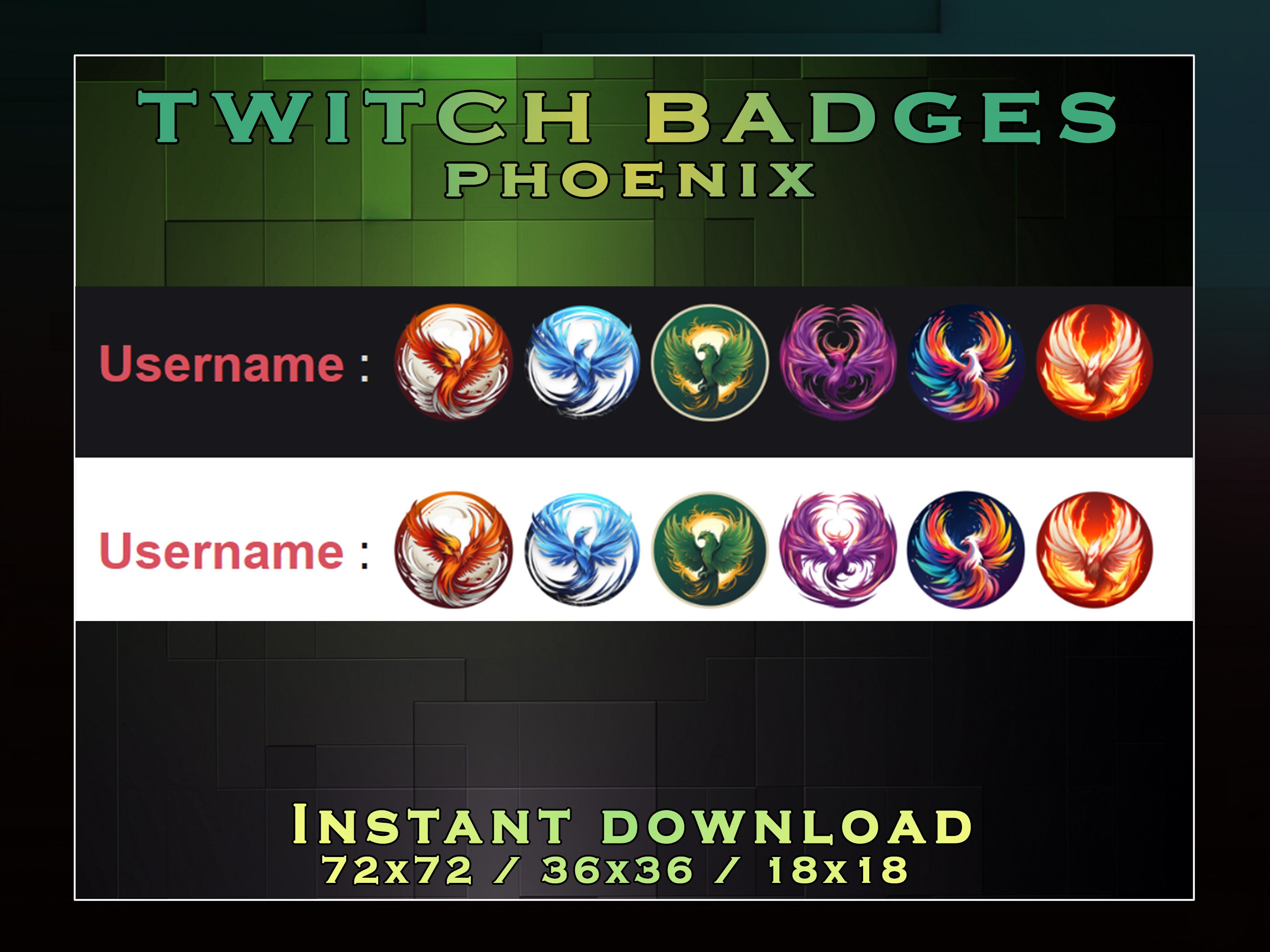 Phoenix Twitch Sub Badges: Colorful Stream Subscriber Badges (digital ...