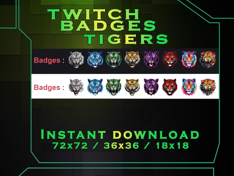 Tigers Sub Badges for Twitch Youtube Discord | Stream Badges | Twitch ...