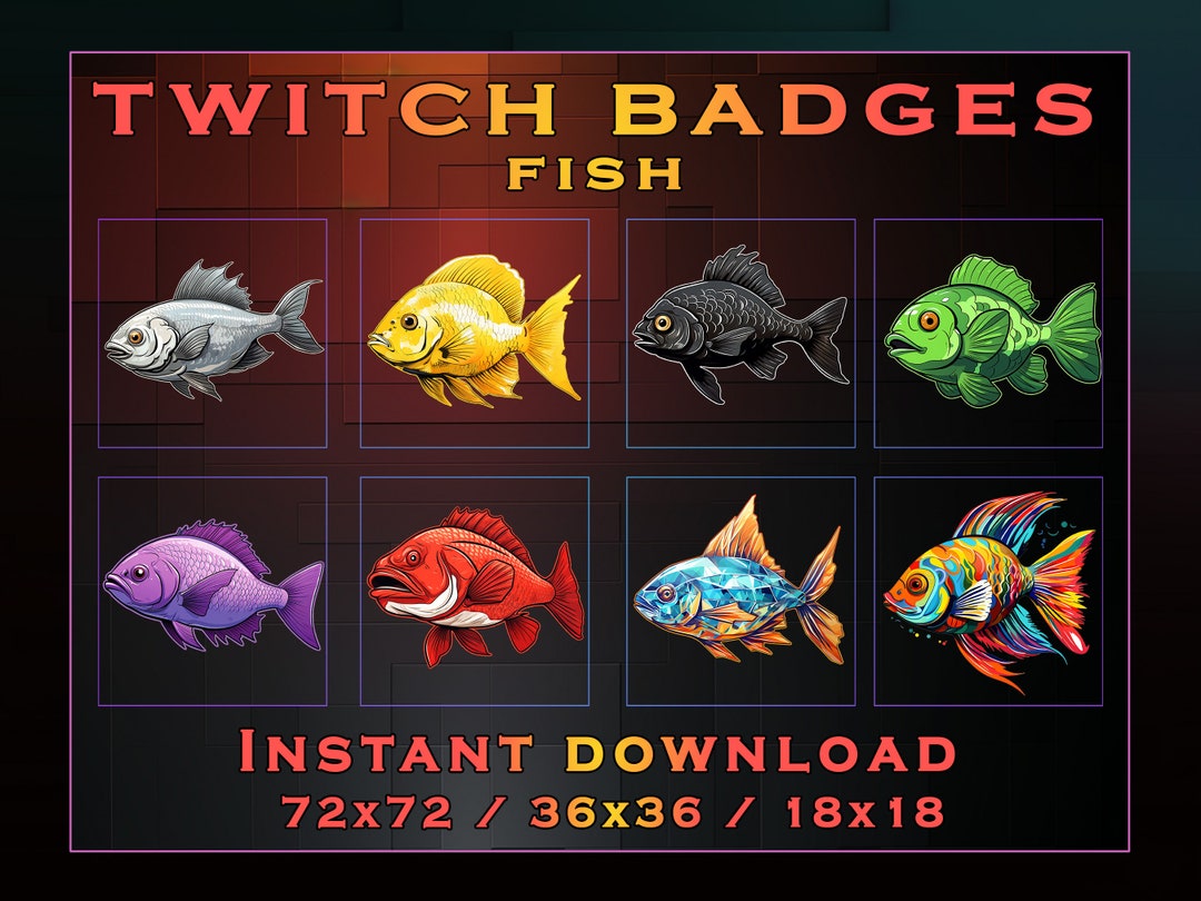 Fish Sub Badges for Twitch Youtube Discord | Stream Badges | Twitch Sub ...