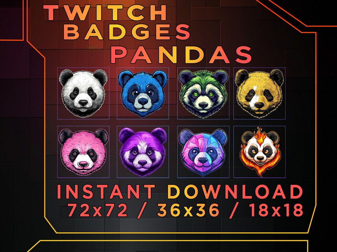 Pandas Twitch Sub Badges: Colorful Streamer Badges (digital Download ...