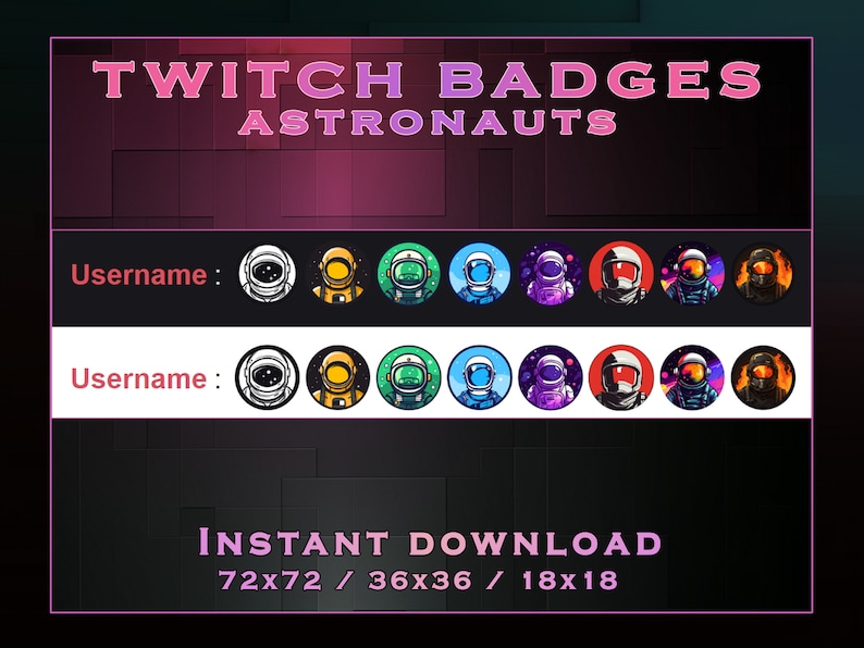 Astronaut Sub Badges for Twitch, Youtube, Discord (digital Download) - Etsy