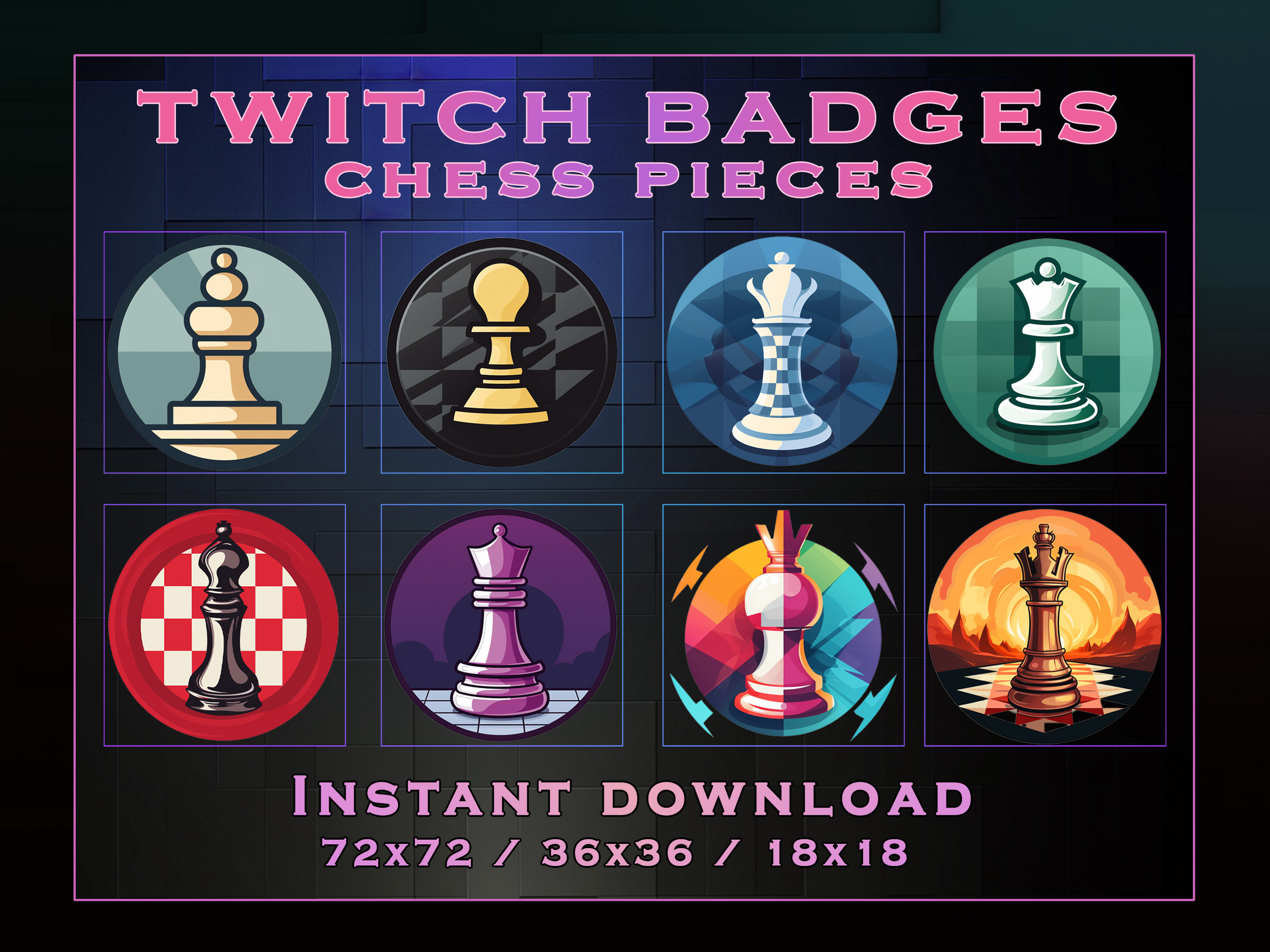Chess Pieces Sub Badges for Twitch Youtube Discord Stream Badges Twitch ...