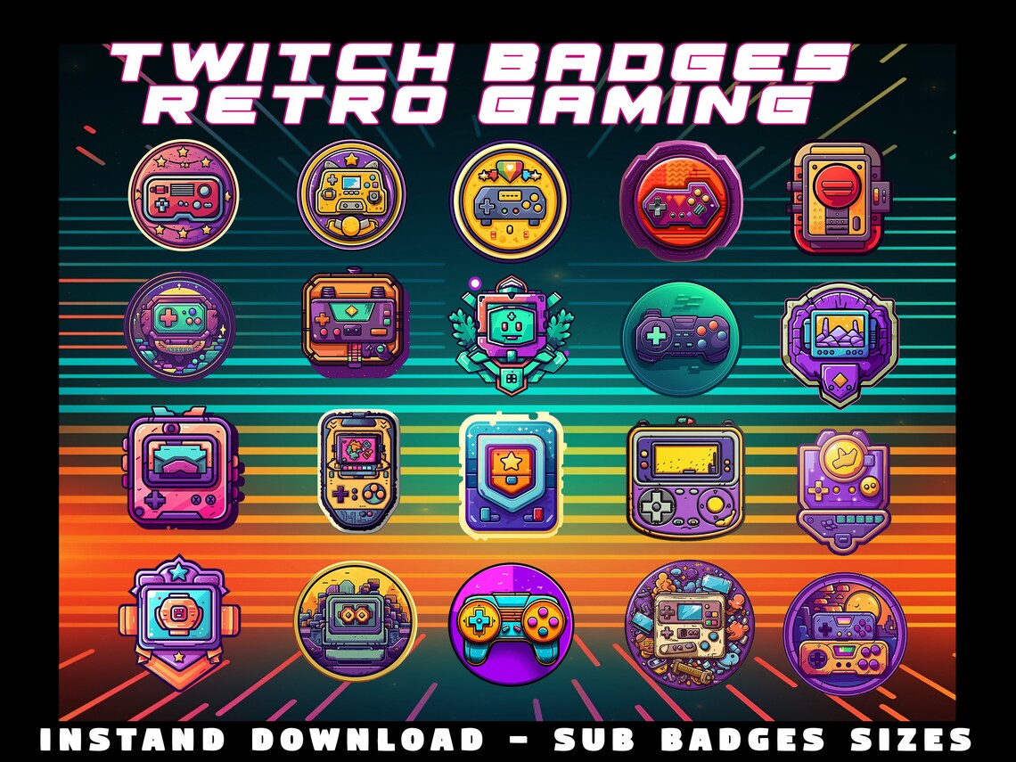 20 Retro Gaming Sub Badges Twitch Badges, Gamer Sub Badges, Gaming ...