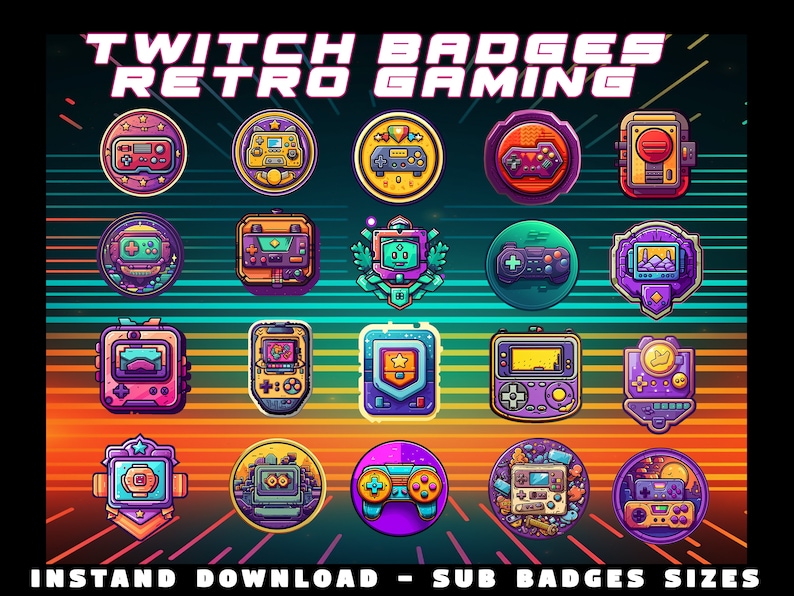 20 Retro Gaming Sub Badges Twitch Badges, Gamer Sub Badges, Gaming ...