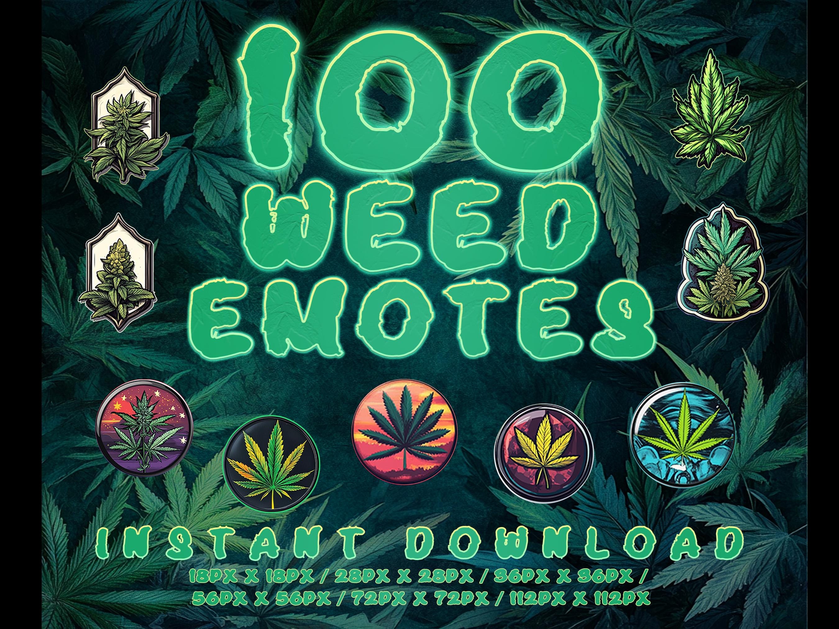 100 Emotes/badges for Twitch - Weed 420 Theme Youtube Discord | Stream ...