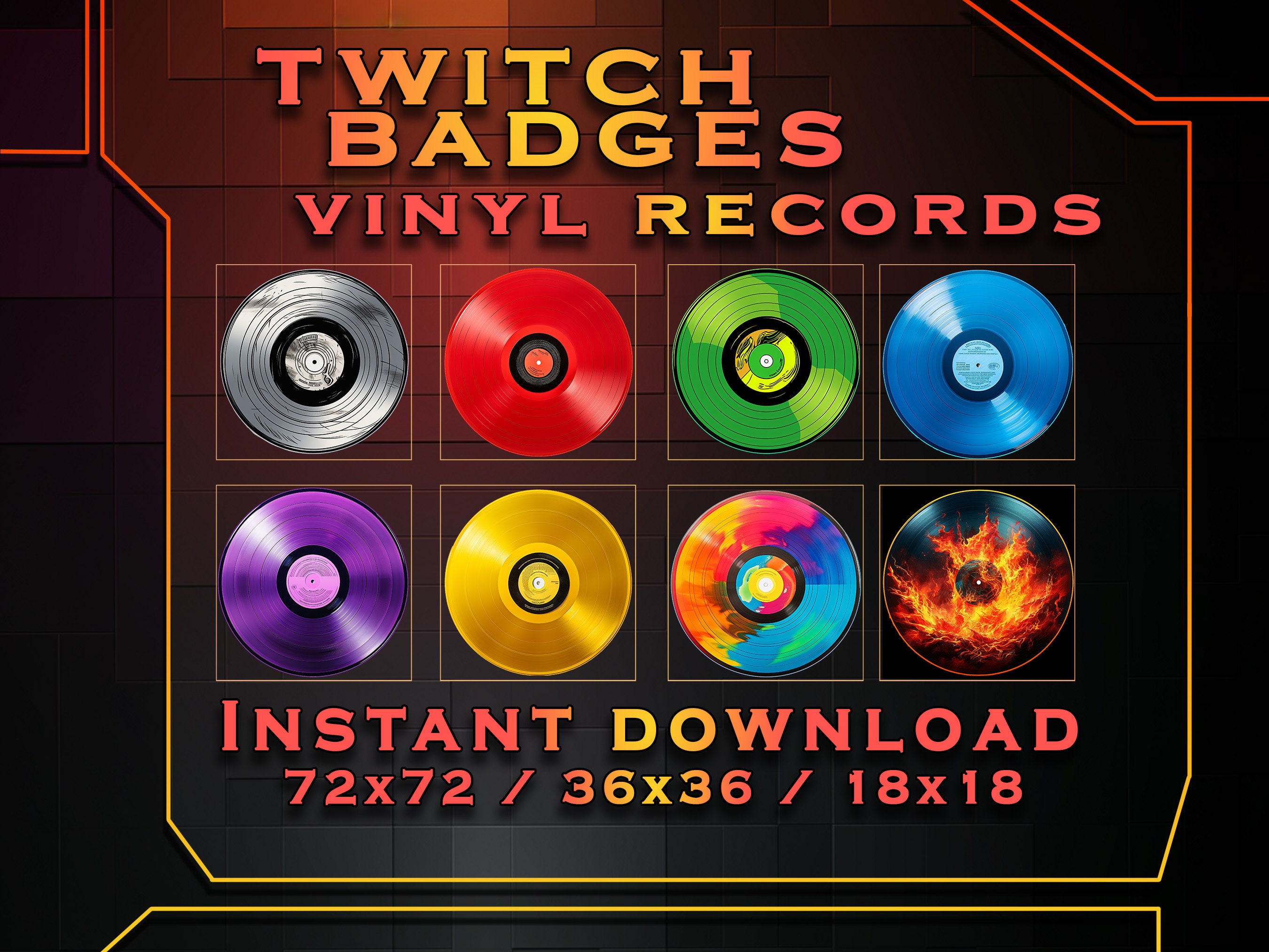 Vinyl Records Sub Badges for Twitch Youtube Discord | Stream Badges ...