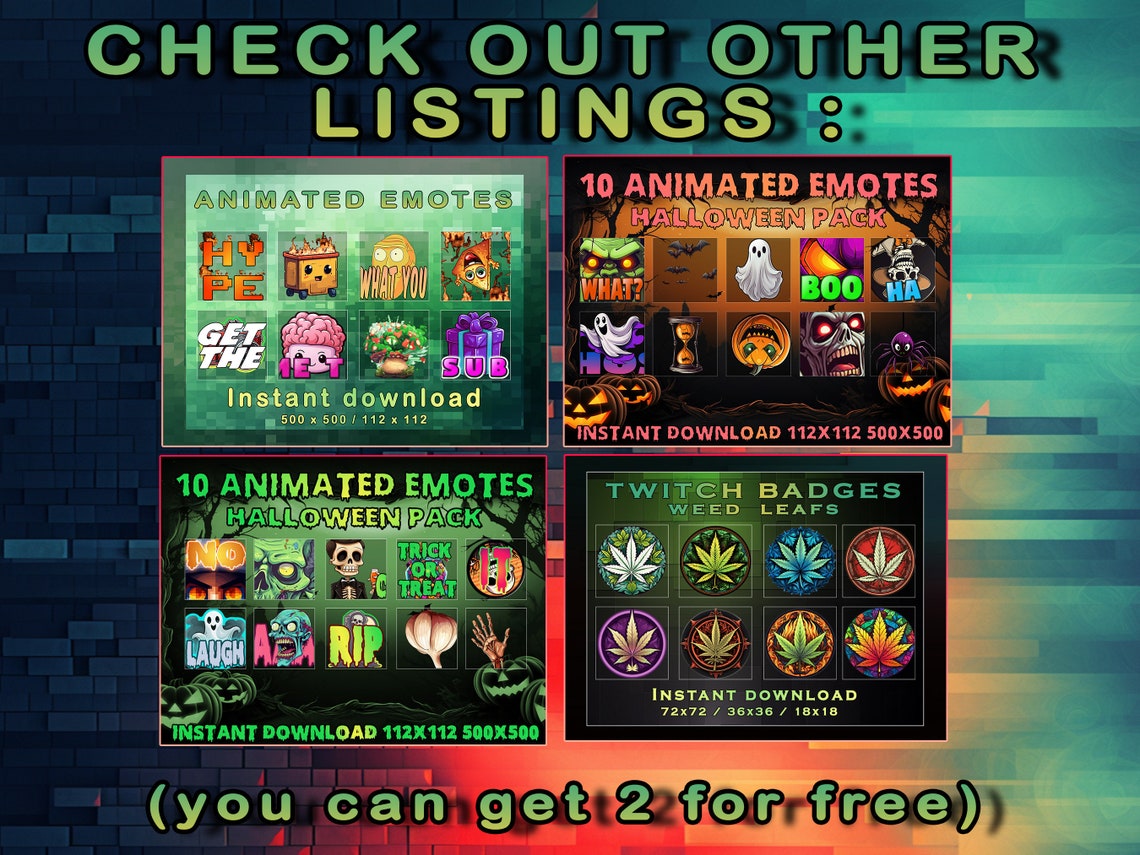 1000 Emotes Mega Pack 2 Free Listings 6 Sizes Twitch Discord Bundle ...