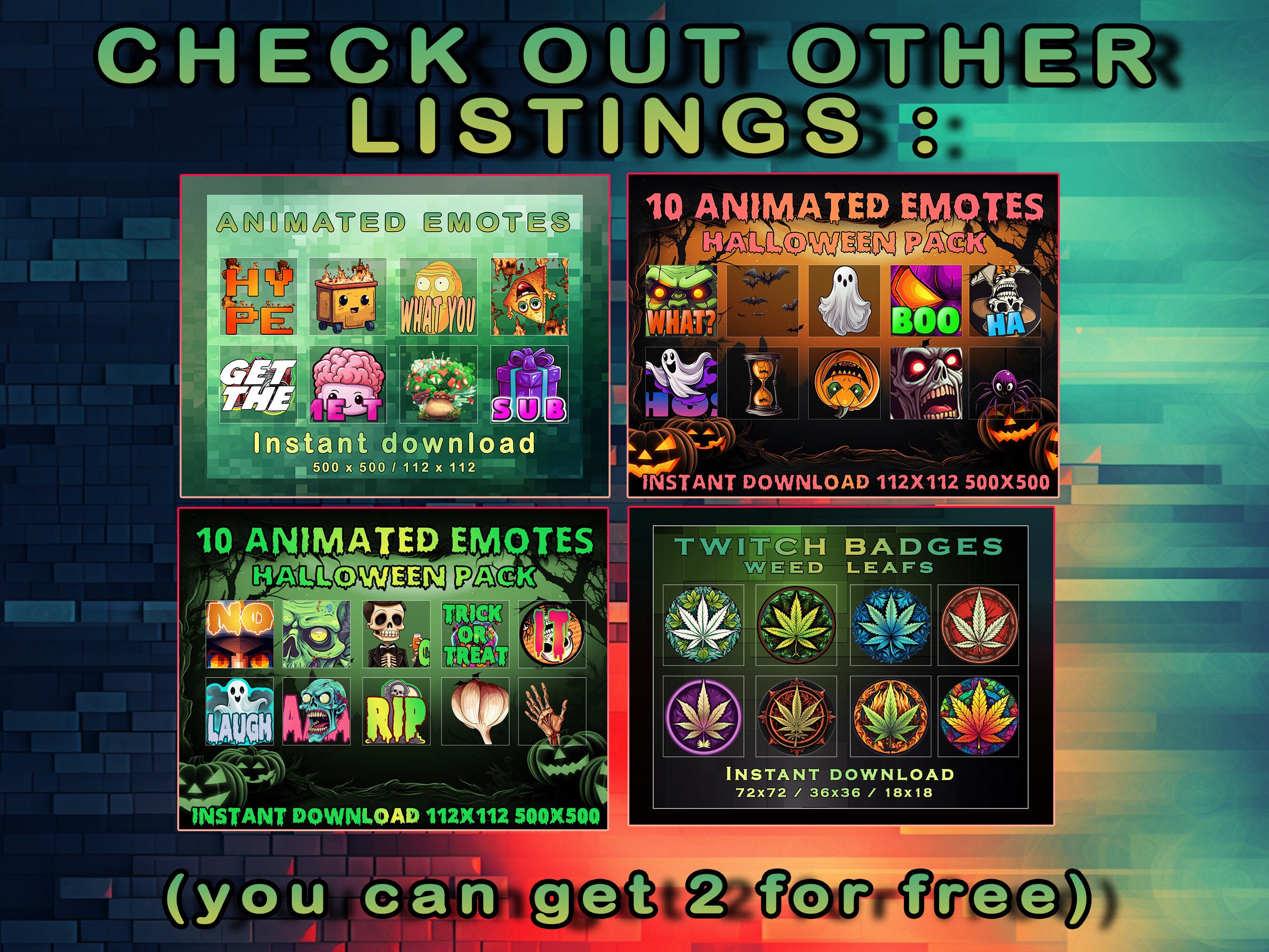 1000 Emotes Mega Pack +2 Free Listings* | 6 Sizes | Twitch | Discord ...