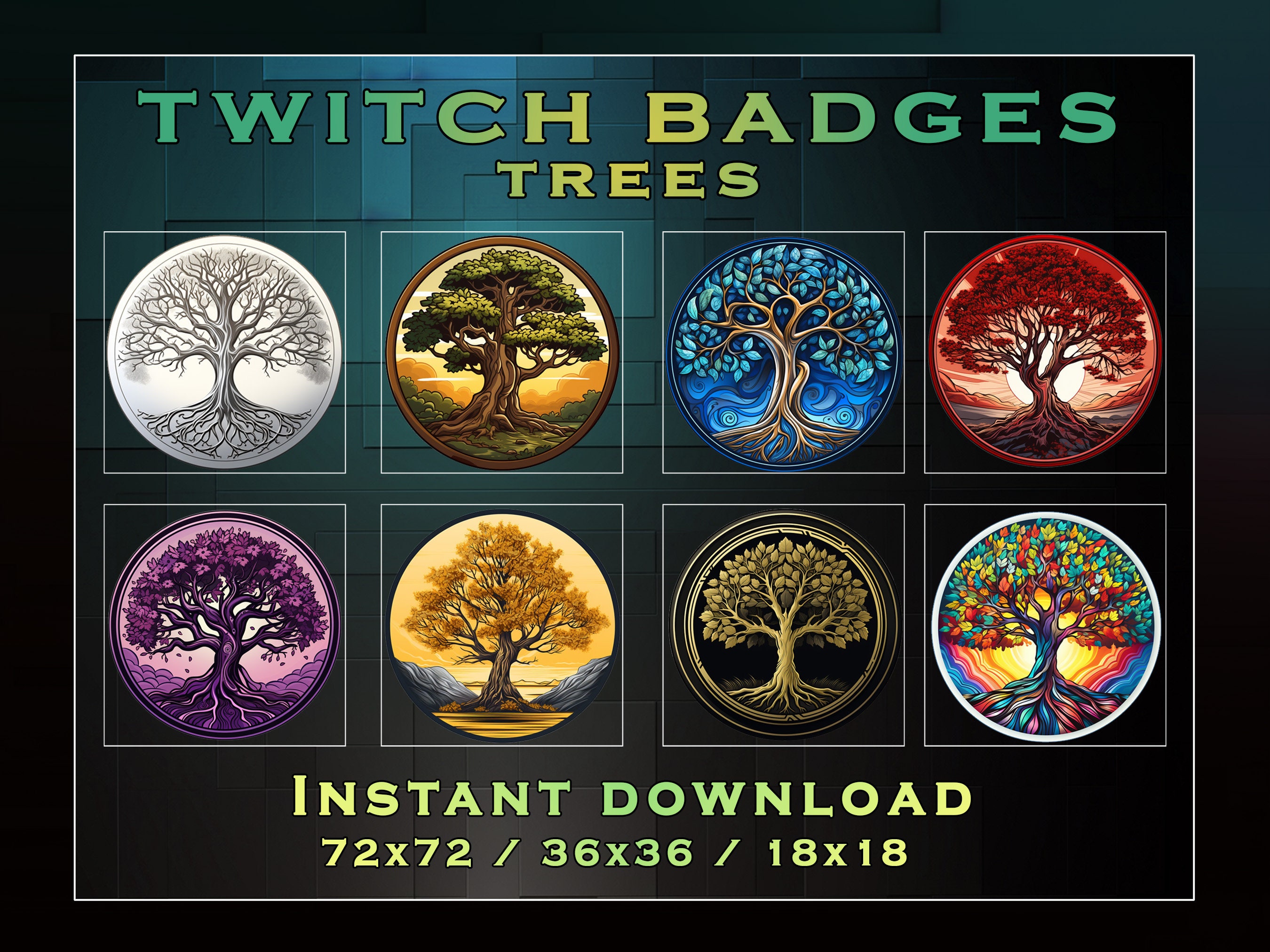 Trees Sub Badges for Twitch, Youtube, Discord (digital Download) - Etsy