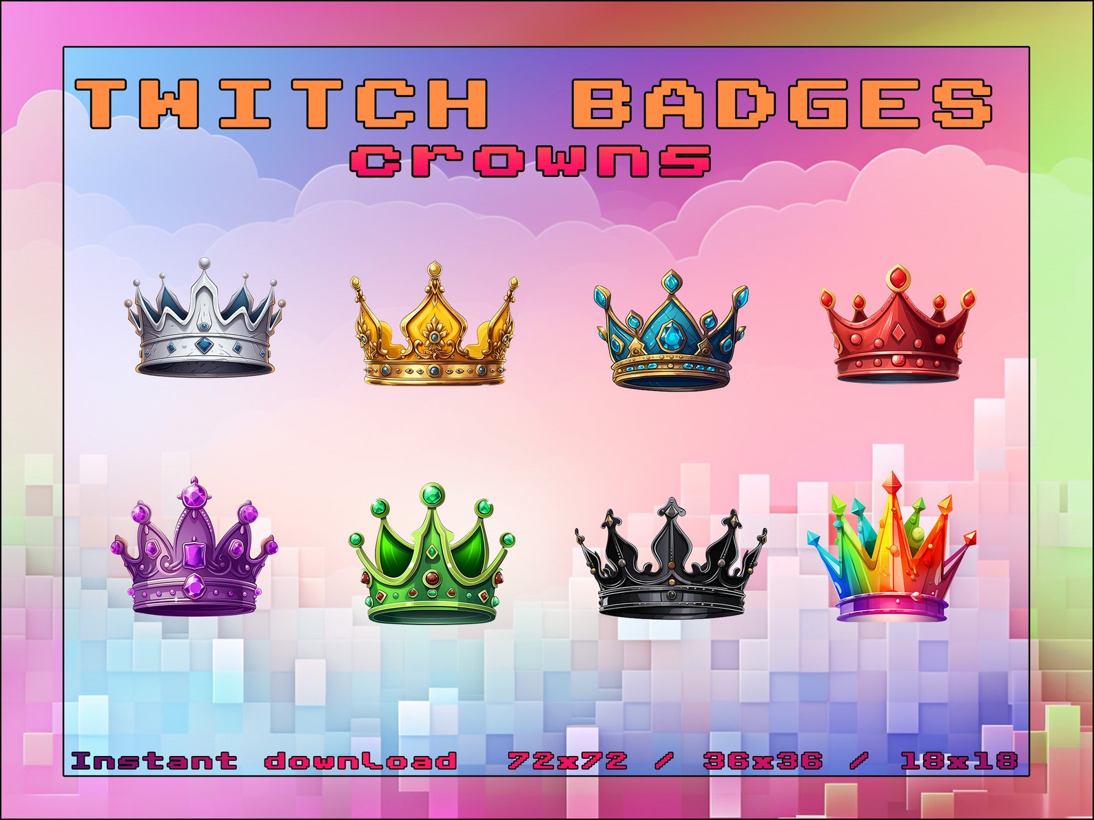 Crowns Twitch Sub Badges: Royalty Stream Badges (digital Download) - Etsy