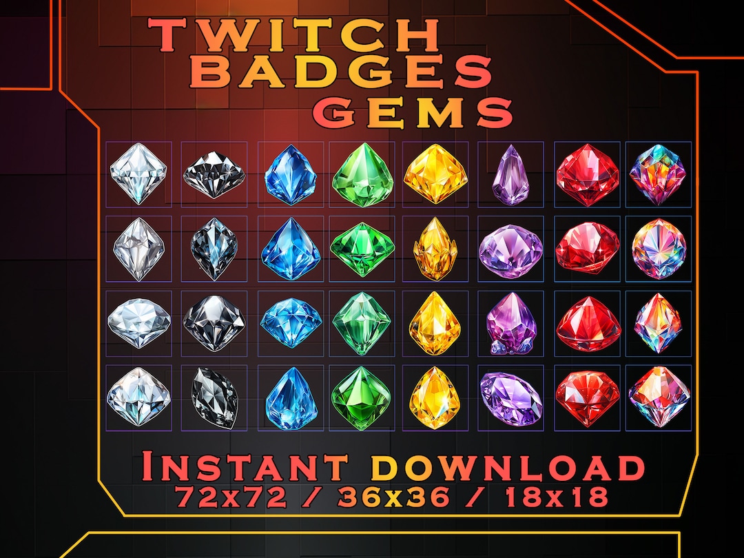 Gems Crystal Twitch Sub Badges: Jewels Subscriber Loyalty Badges ...
