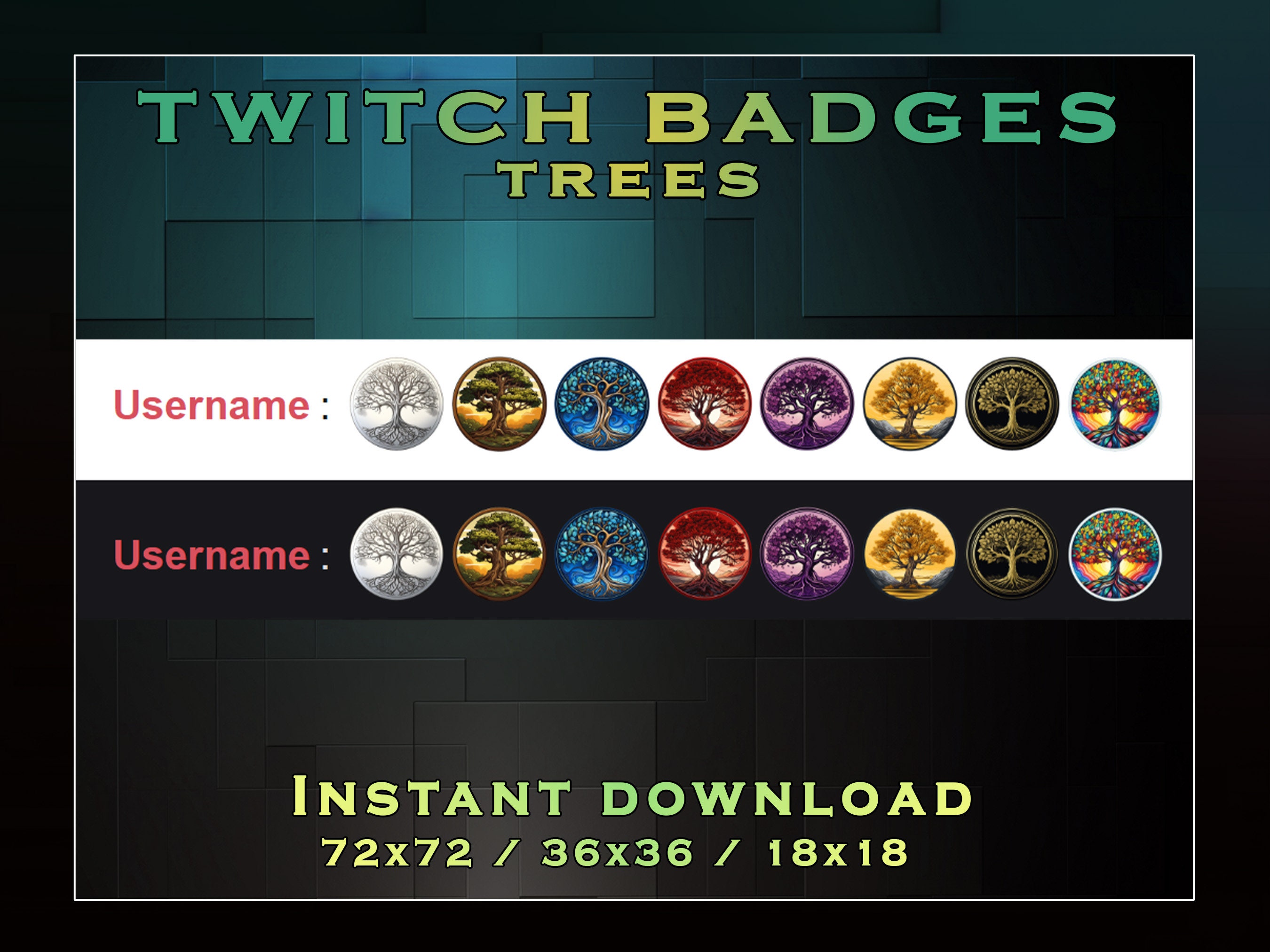 Trees Sub Badges for Twitch, Youtube, Discord (digital Download) - Etsy