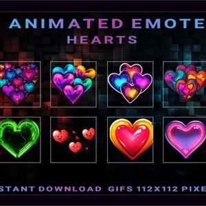 8 Animated Hearts Emotes | Neon Hearts | Live Streaming Animated Emote ...