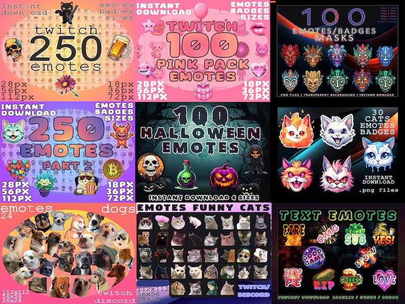 1000 Emotes Mega Pack +2 Free Listings* | 6 Sizes | Twitch | Discord ...