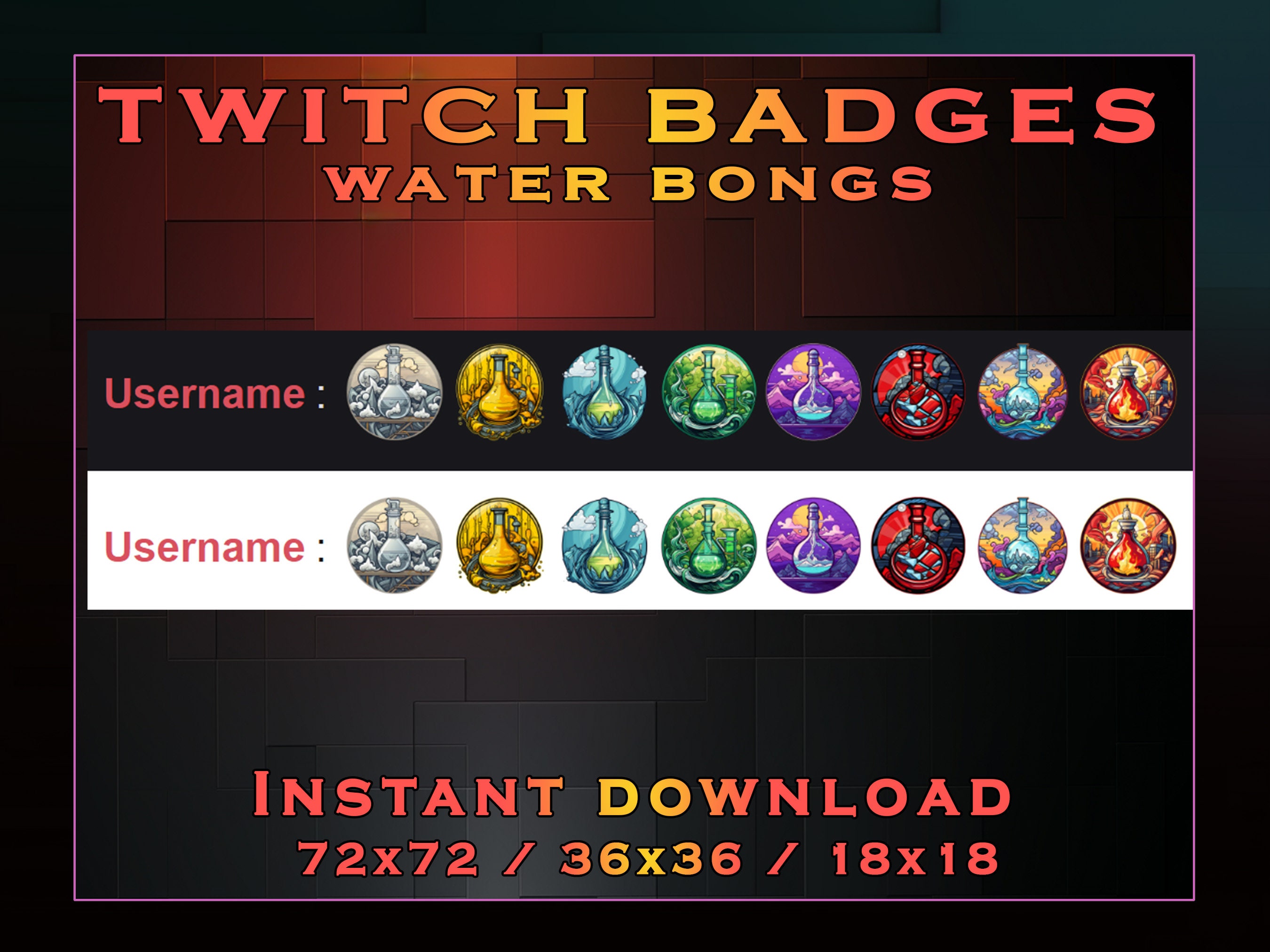 Water Bongs Twitch Sub Badges: Stream Subscriber Badges (digital ...