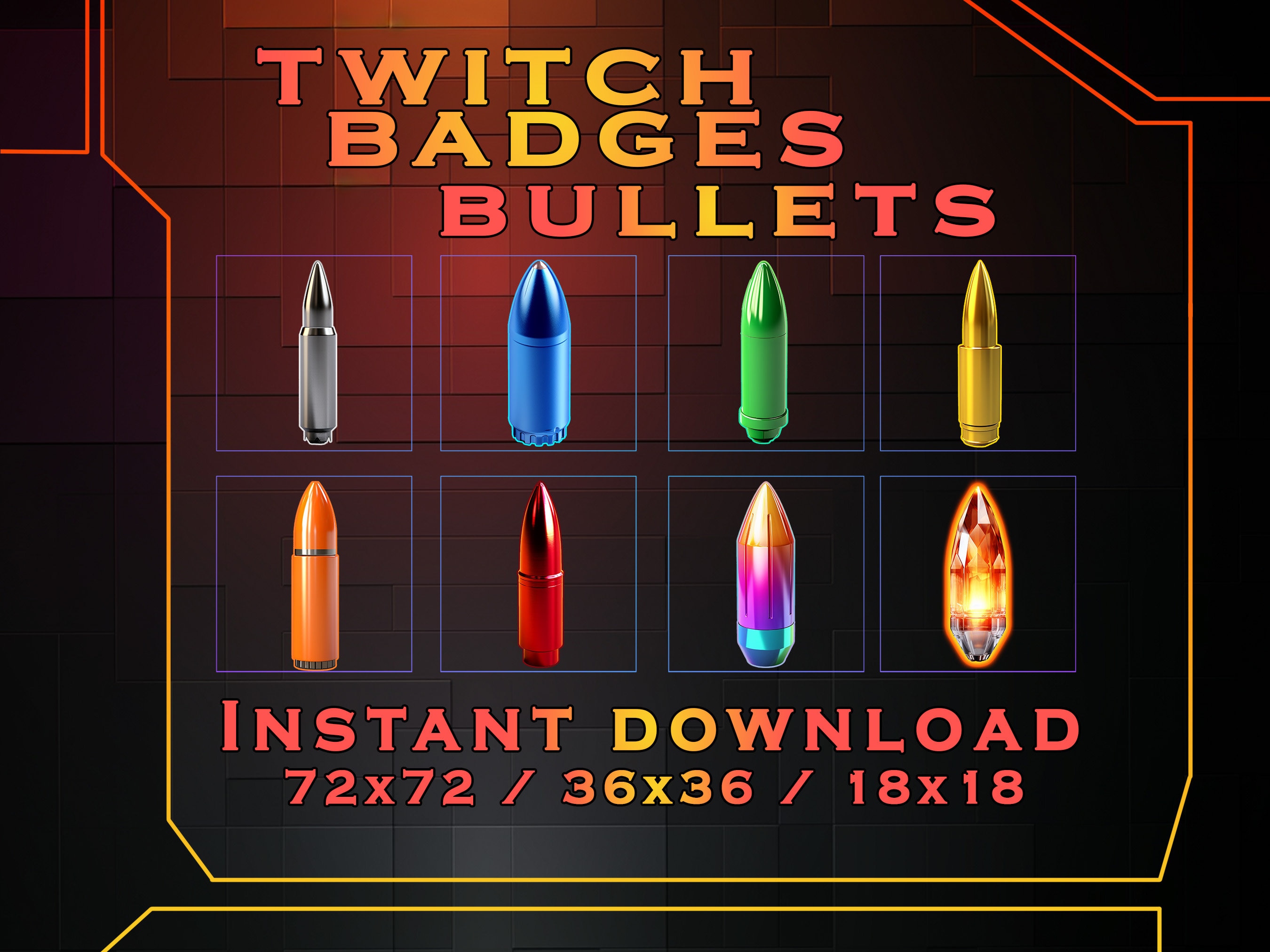 Bullets Sub Badges for Twitch, Youtube, Discord Stream Badges Twitch ...