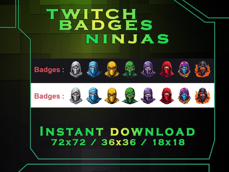 Ninjas Sub Badges for Twitch Youtube Discord | Stream Badges | Twitch ...