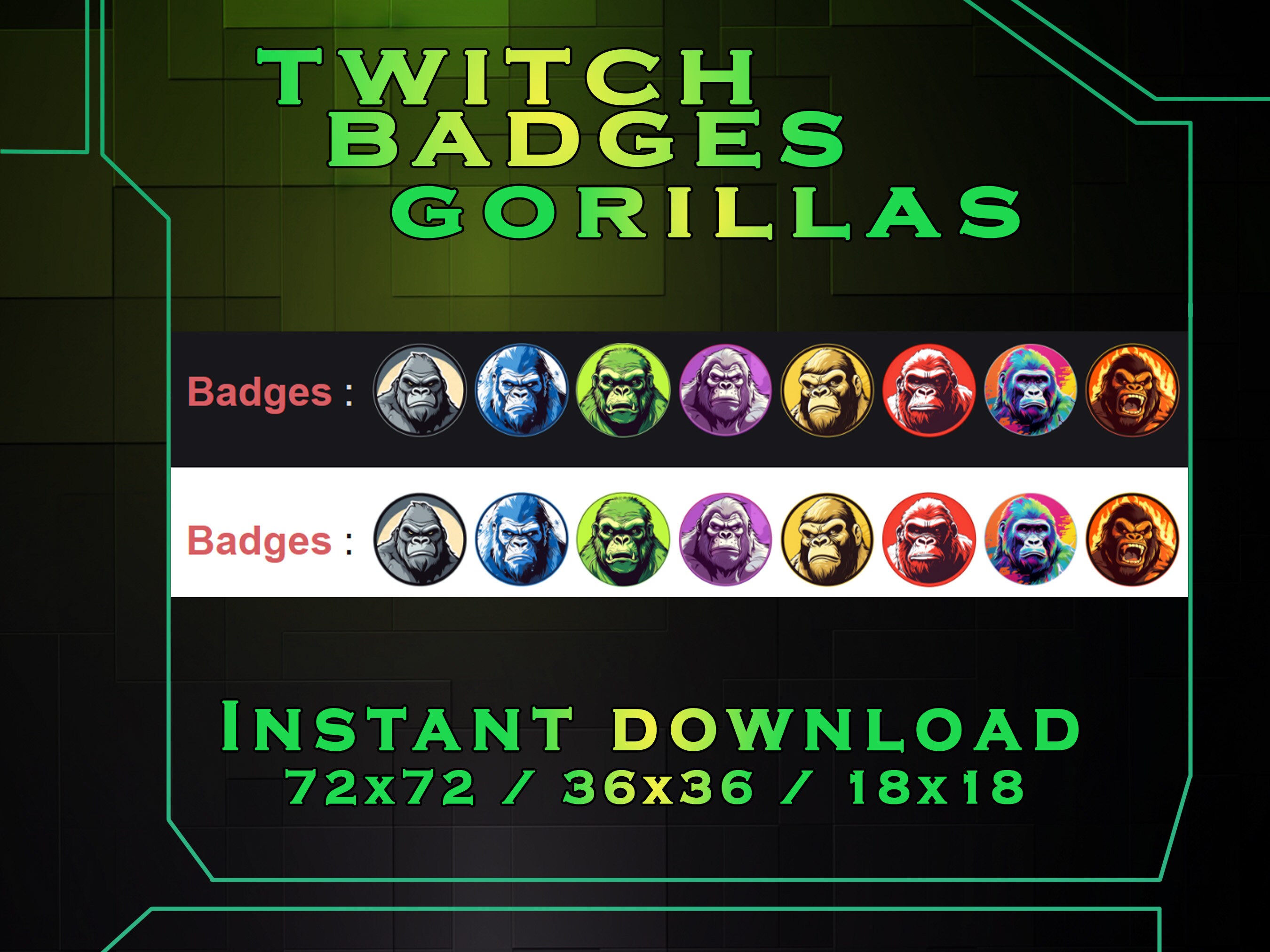 Gorillas Sub Badges for Twitch Youtube Discord | Stream Badges | Twitch Sub Badges | Subscriber ...
