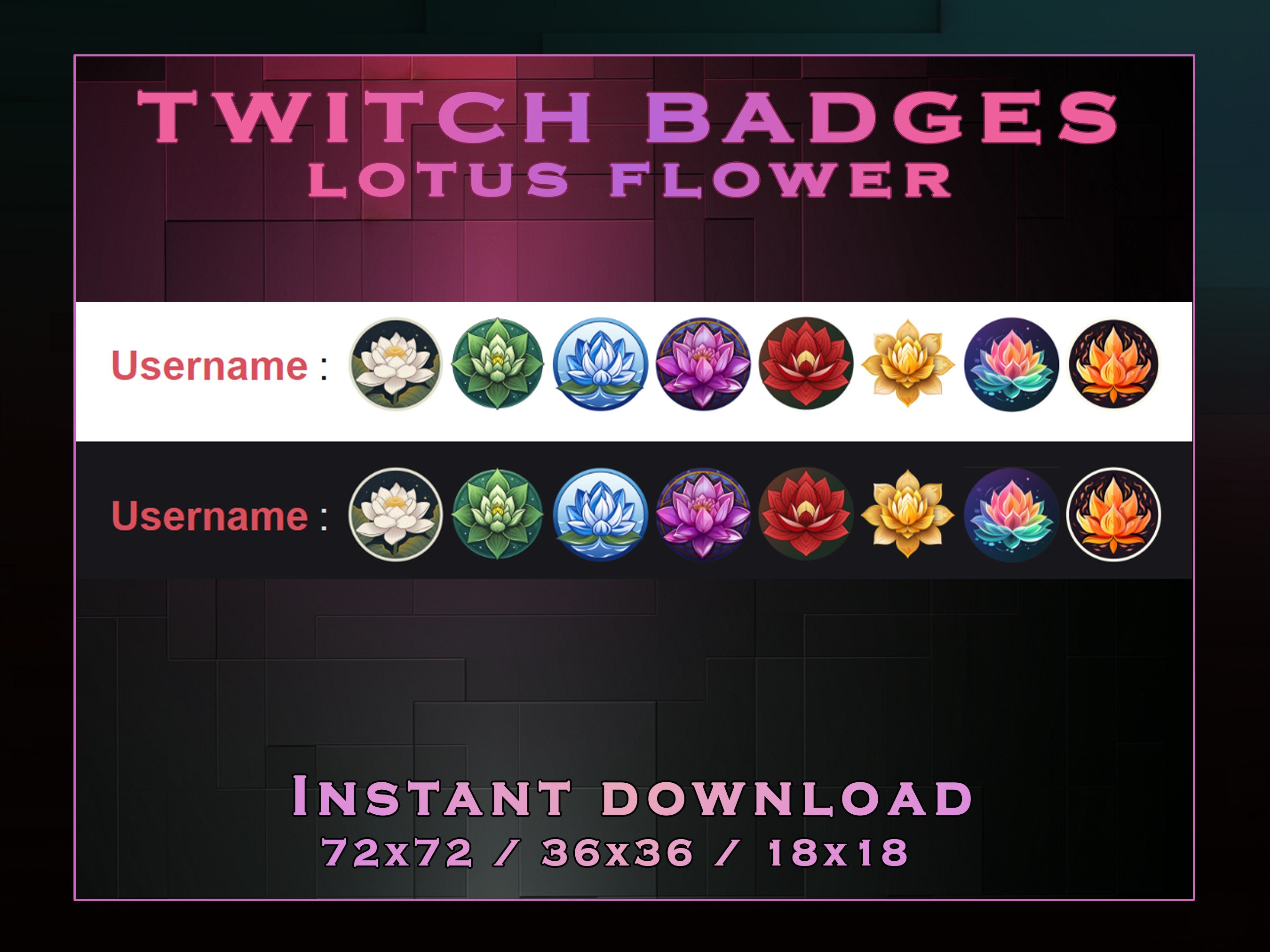 Lotus Flower Sub Badges for Twitch, Youtube, Discord (digital Download ...