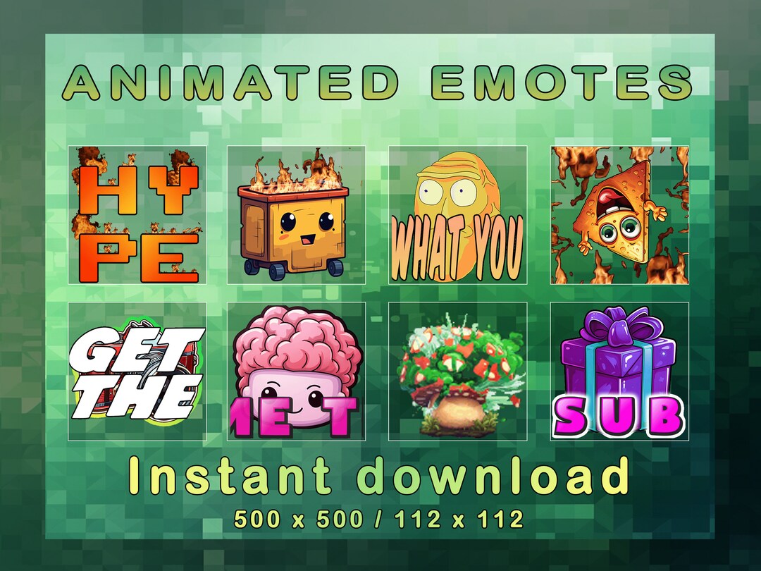 8 Animated Emotes | GIF Files | Sub Emote | Live Streaming Animated ...