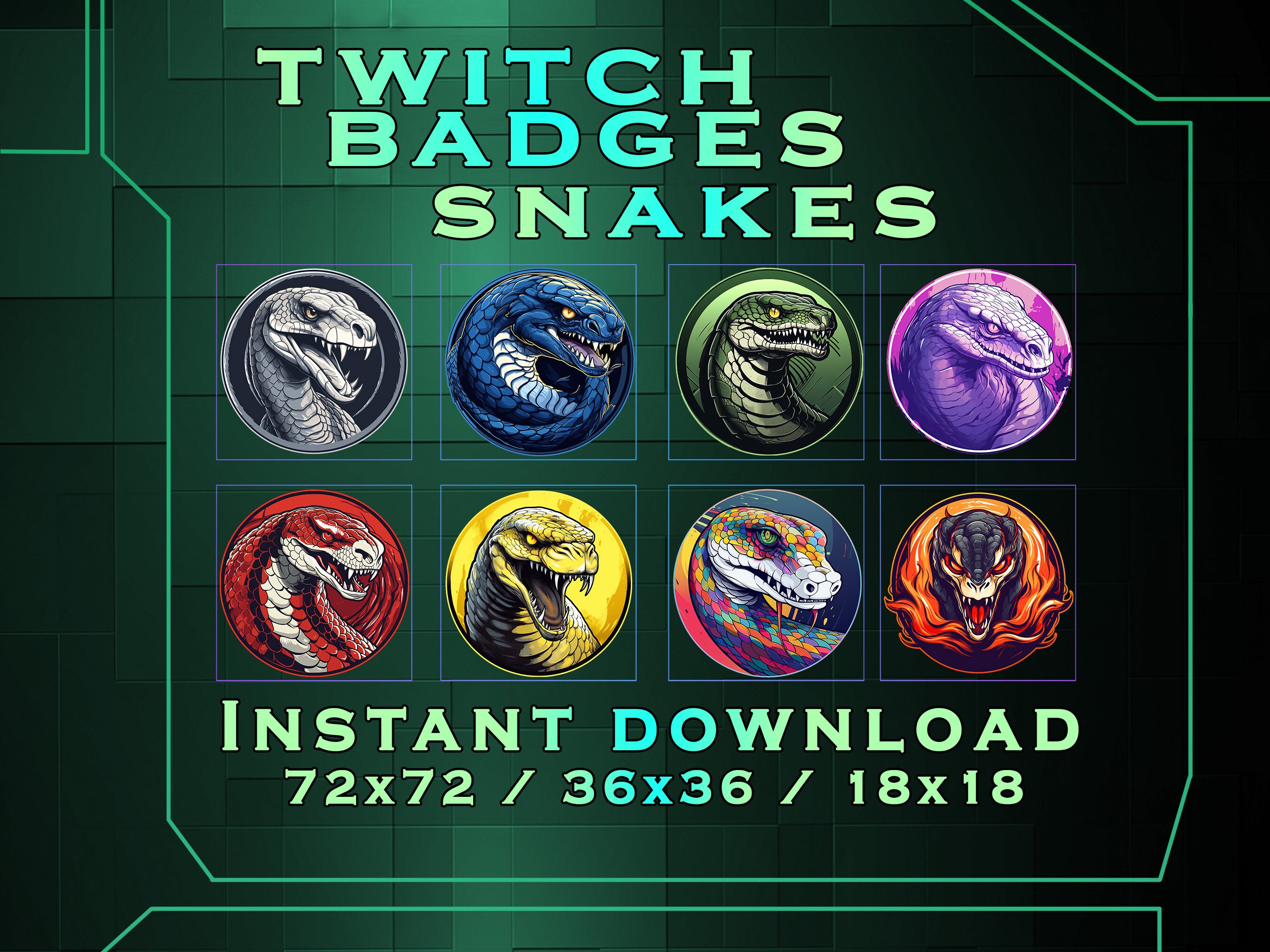 Snakes Sub Badges for Twitch, Youtube, Discord (digital Download) - Etsy
