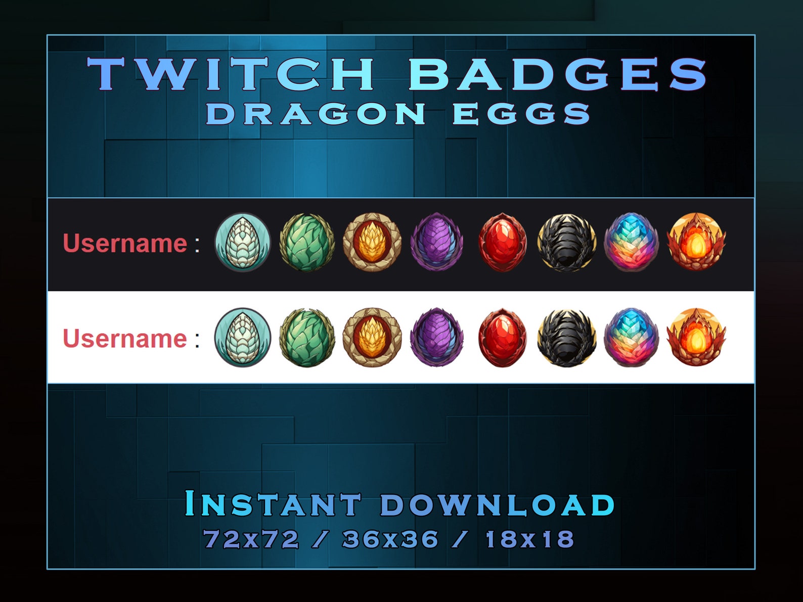 Dragon Eggs Sub Badges Twitch Fantasy, Twitch Subscribers Badges ...