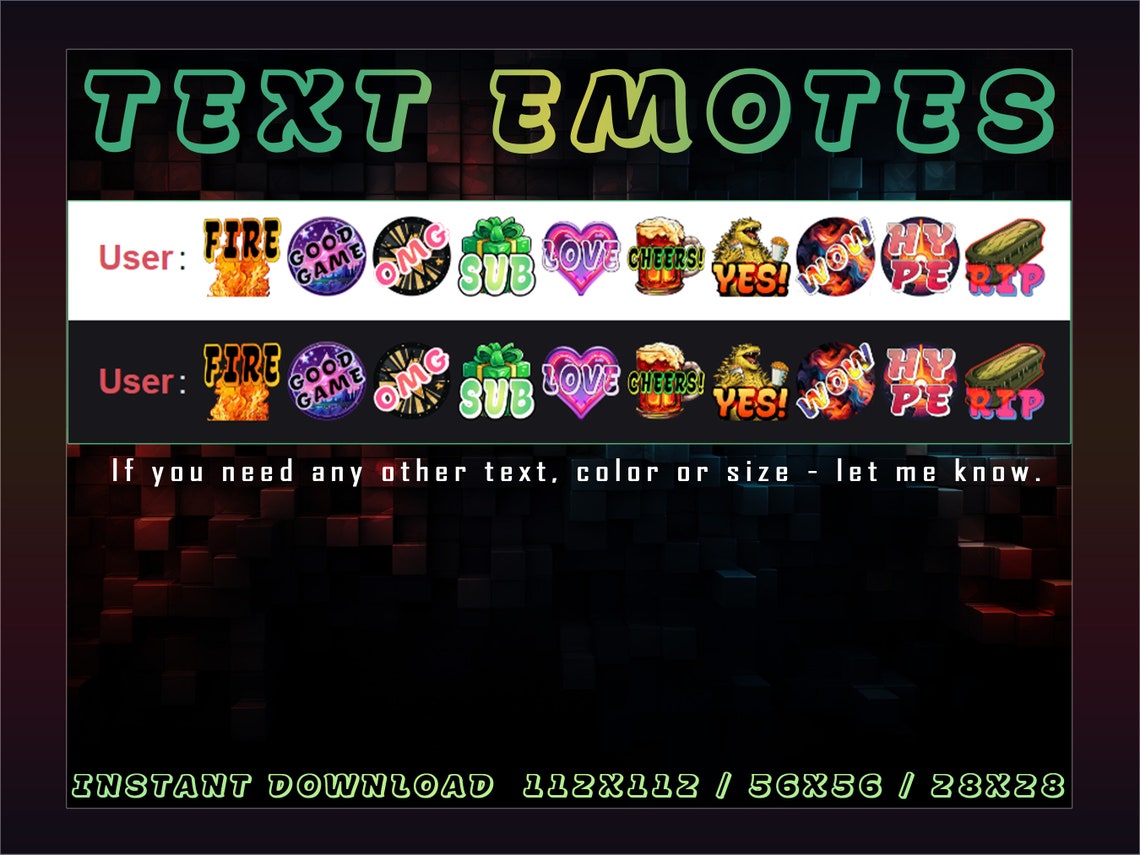 Text Emotes Discord Emotes Unique Emotes GG, Love, Rip, Hype - Etsy