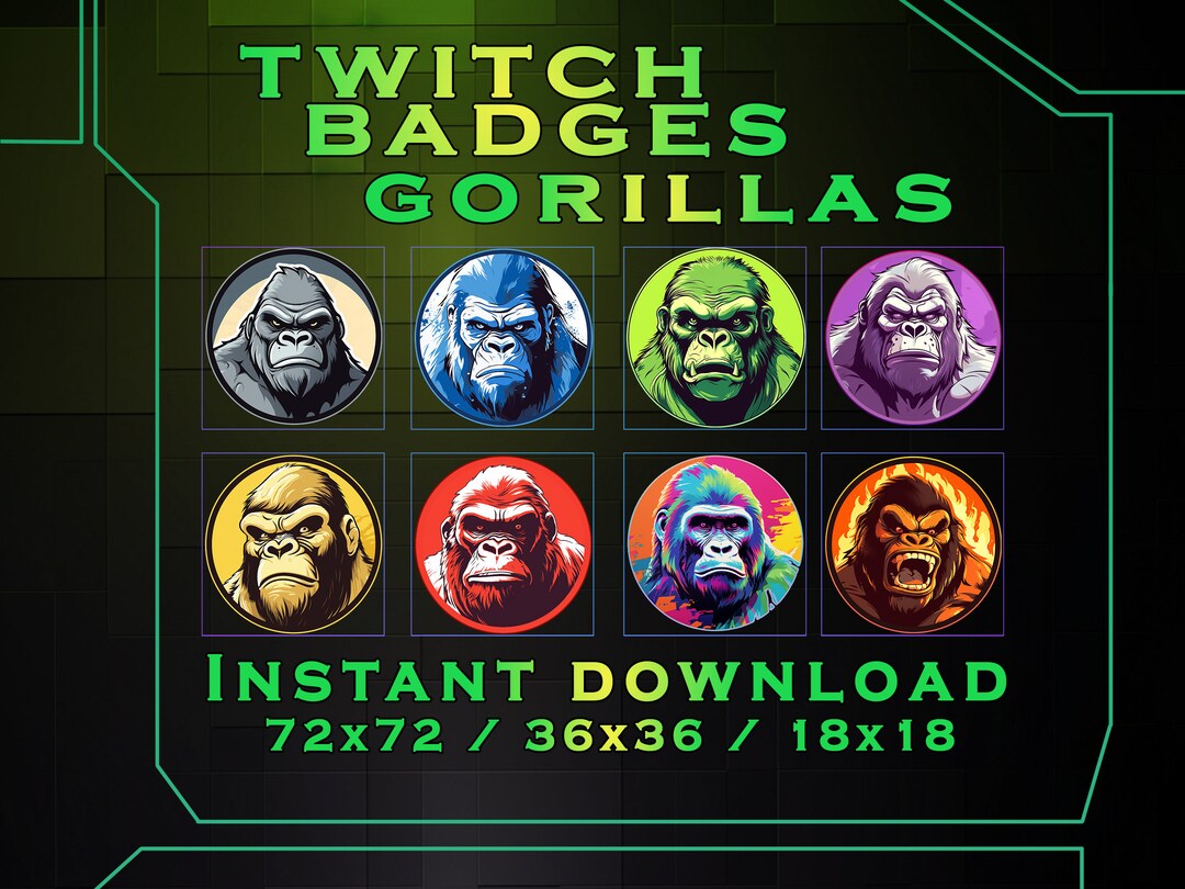 Gorillas Sub Badges for Twitch Youtube Discord | Stream Badges | Twitch Sub Badges | Subscriber ...