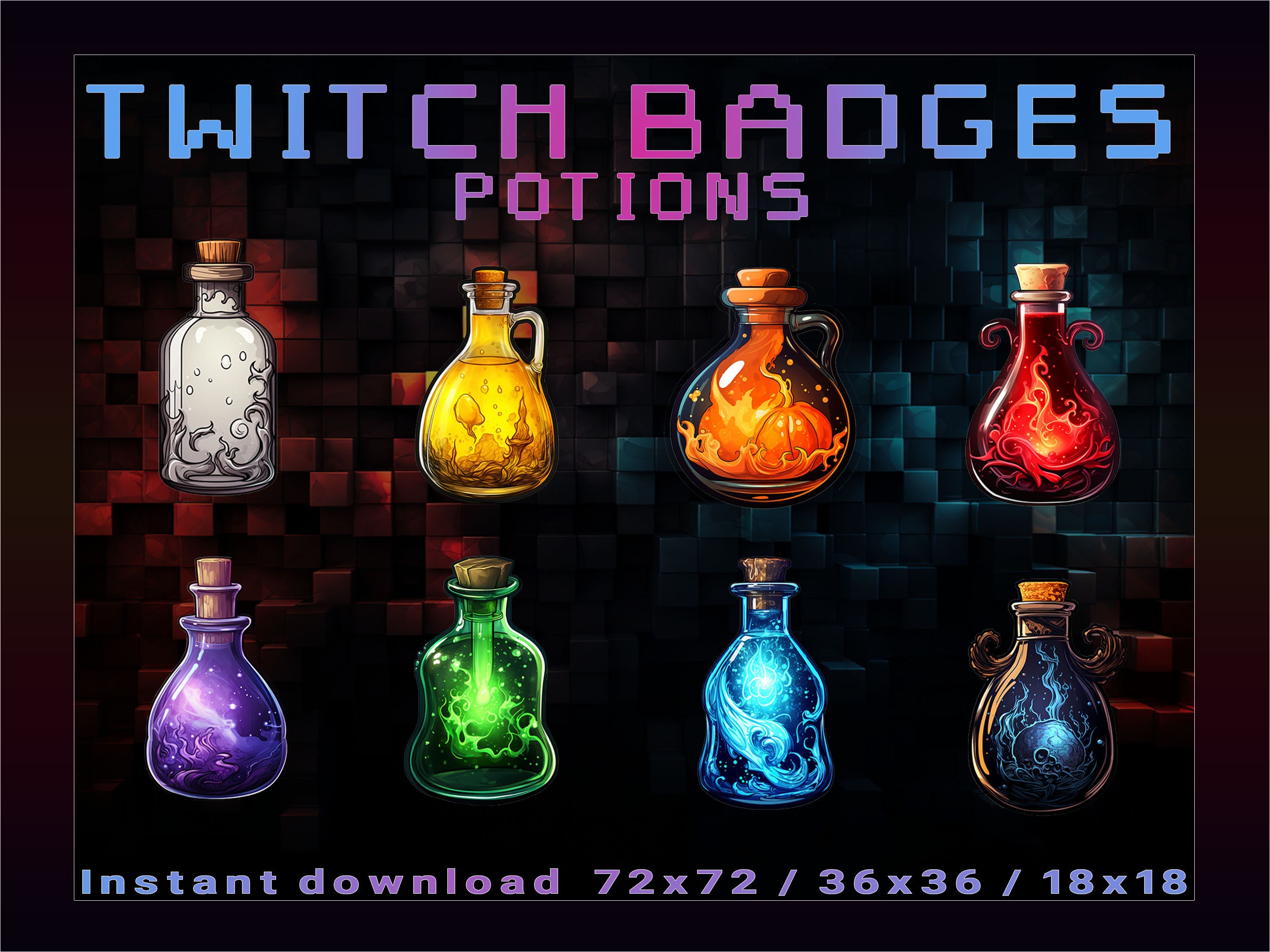 Magic Potions Sub Badges for Twitch Youtube, Discord | Stream Badges ...