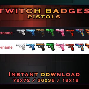 Pistol Sub Badges for Twitch, Youtube, Discord (digital Download) - Etsy