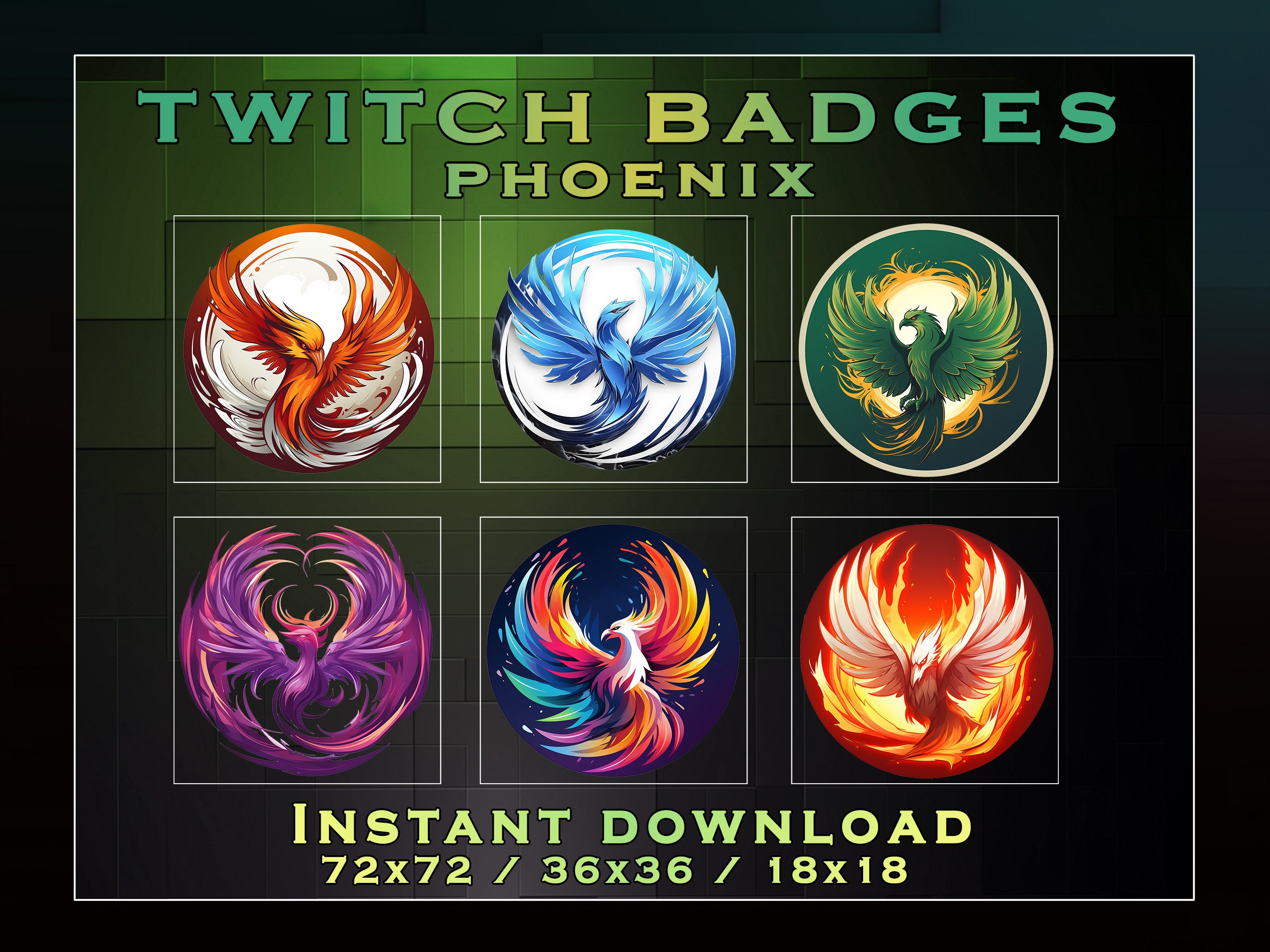 Phoenix Sub Badges for Twitch Youtube Discord | Stream Badges | Twitch ...