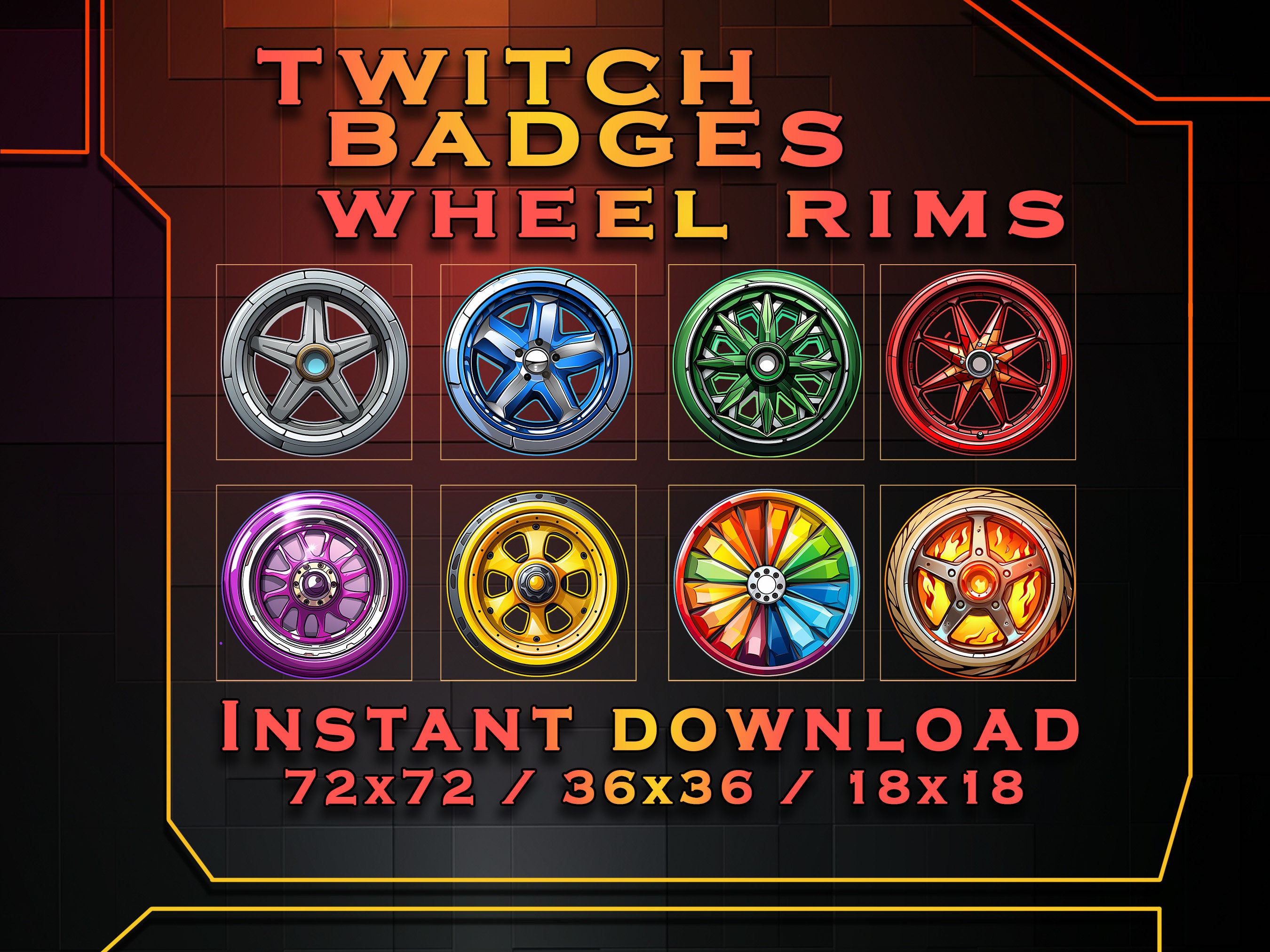 Wheel Rims Sub Badges for Twitch, Youtube, Discord (digital Download ...
