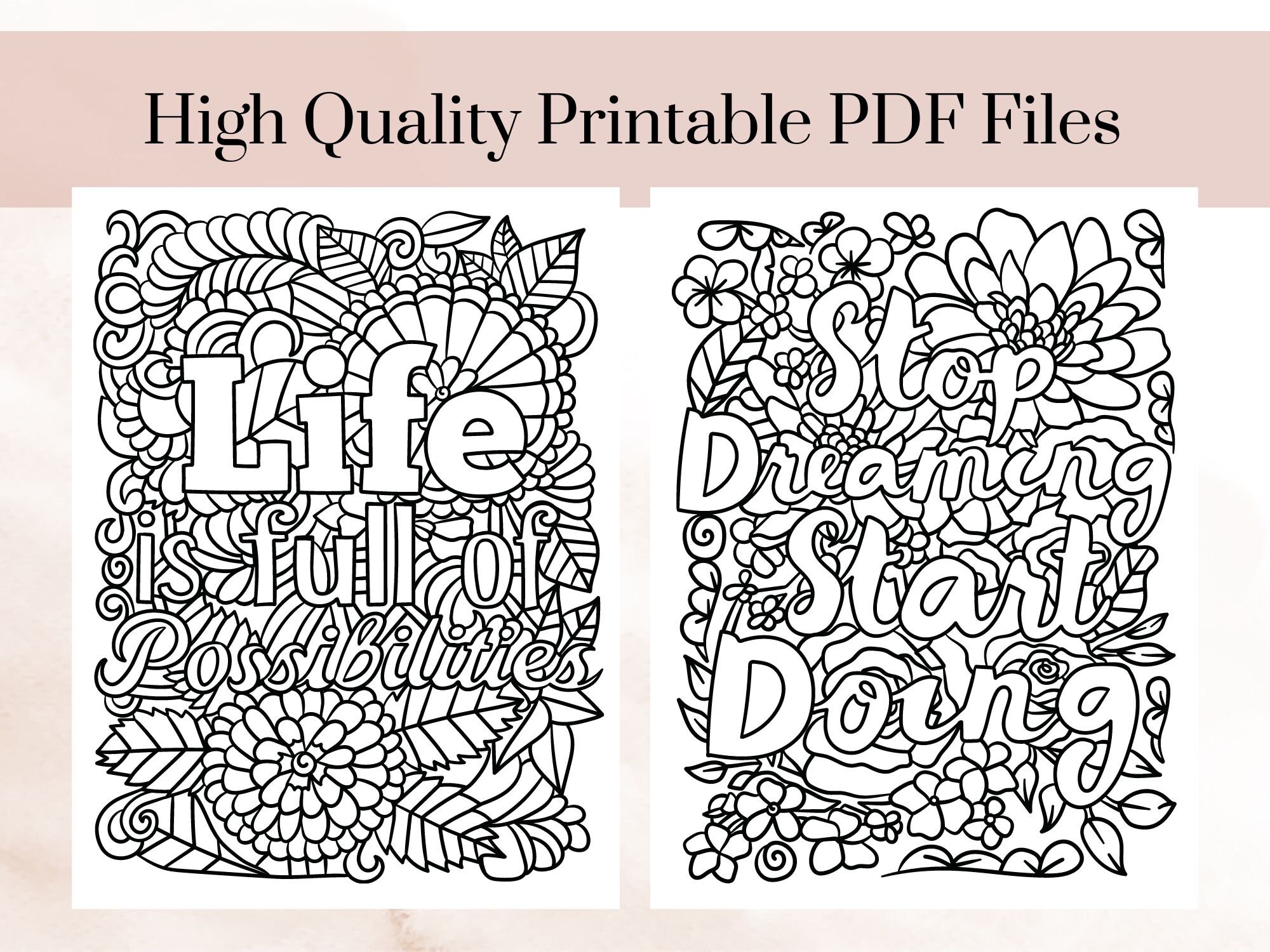50 Adult Motivational Coloring Pages, Mental Health, Relaxation ...