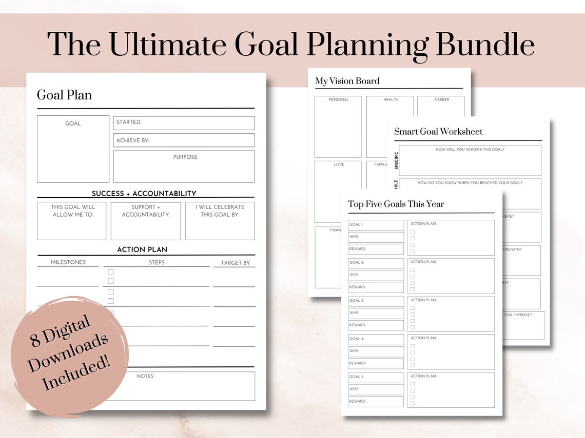 Goal Planner BUNDLE, 2023 Goals Tracker, SMART Goal Setting Kit, New ...
