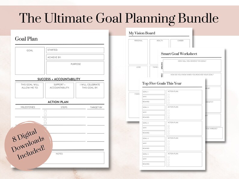 Goal Planner BUNDLE, 2023 Goals Tracker, SMART Goal Setting Kit, New ...