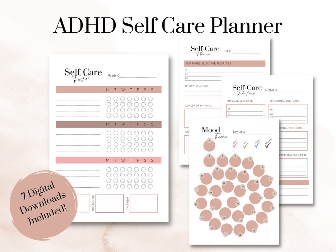 ADHD Self-care Planner Self-care Checklist Wellness - Etsy